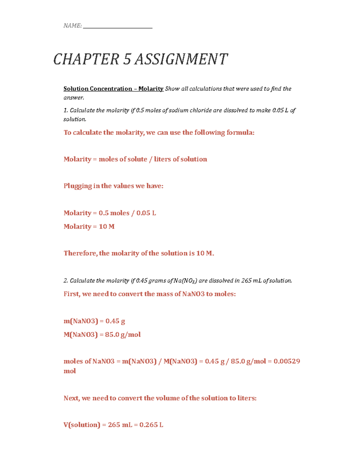 151CH5 - Assignment - NAME: _____________________________ CHAPTER 5 ASSIGNMENT Solution - Studocu