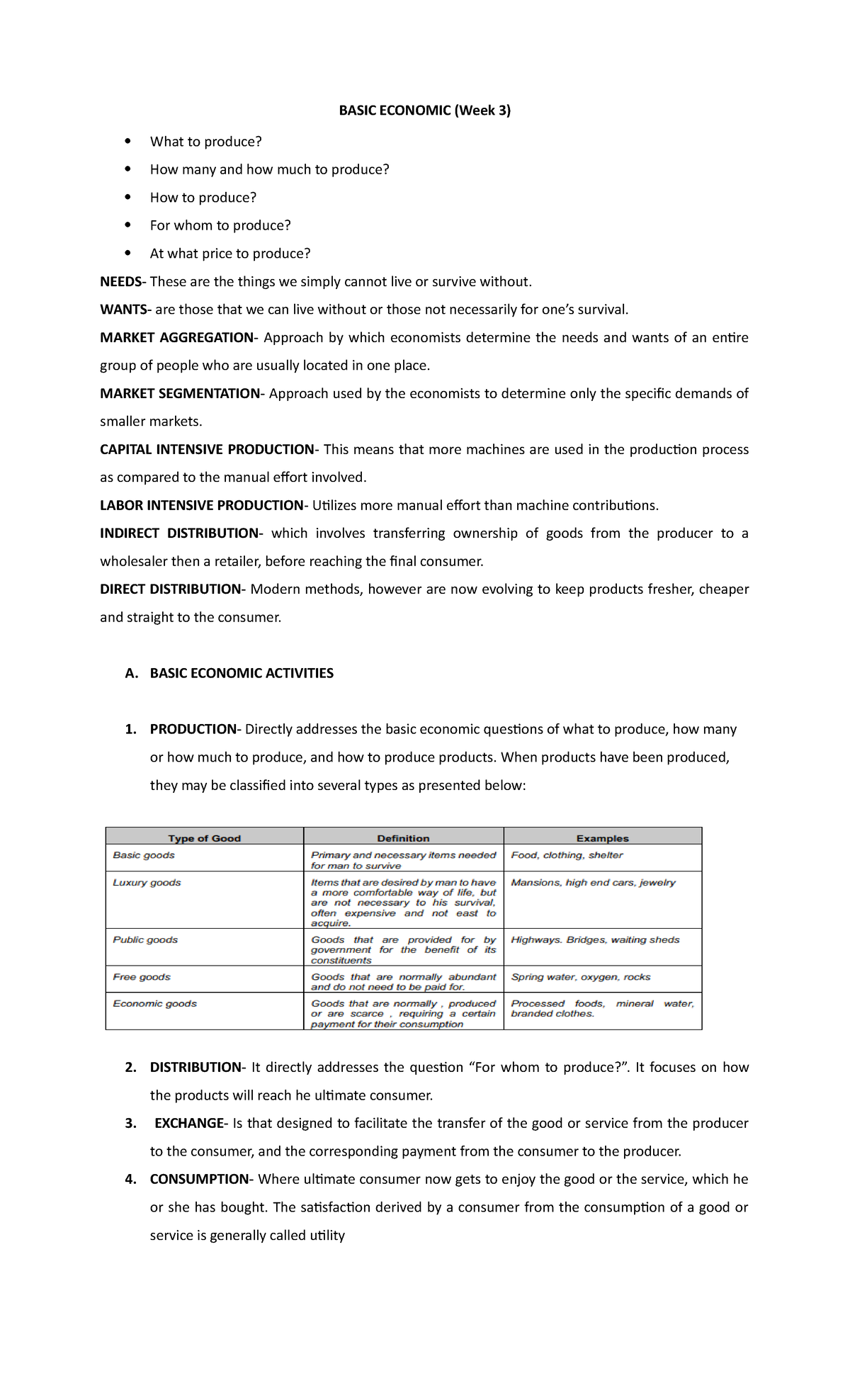 Basic Economic Questions Week 3 - BASIC ECONOMIC (Week 3) What to ...