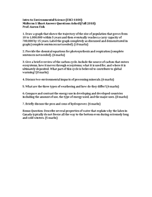 Environmental Science Chapter 1 Testbank - 1 Environment The Science ...