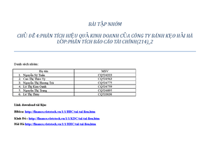 Cty Kinh Đô - Grade: A+ - CHỦ ĐỀ 2 PHÂN TÍCH CẤU TRÚC TÀI CHÍNH – TẬP ...