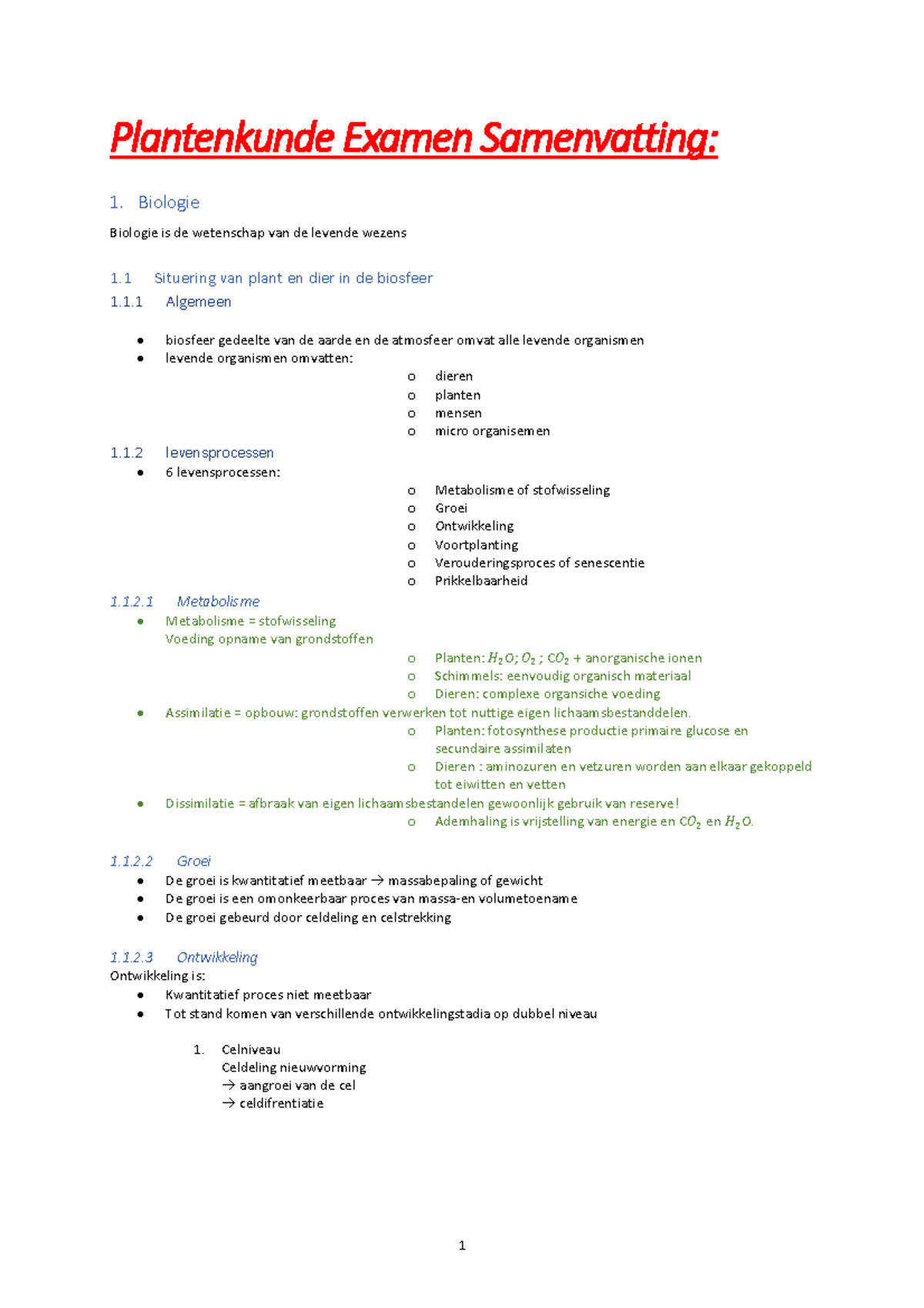 Plantenkunde Samenvatting - Warning: TT: undefined function: 32 Warning: TT: undefined function ...
