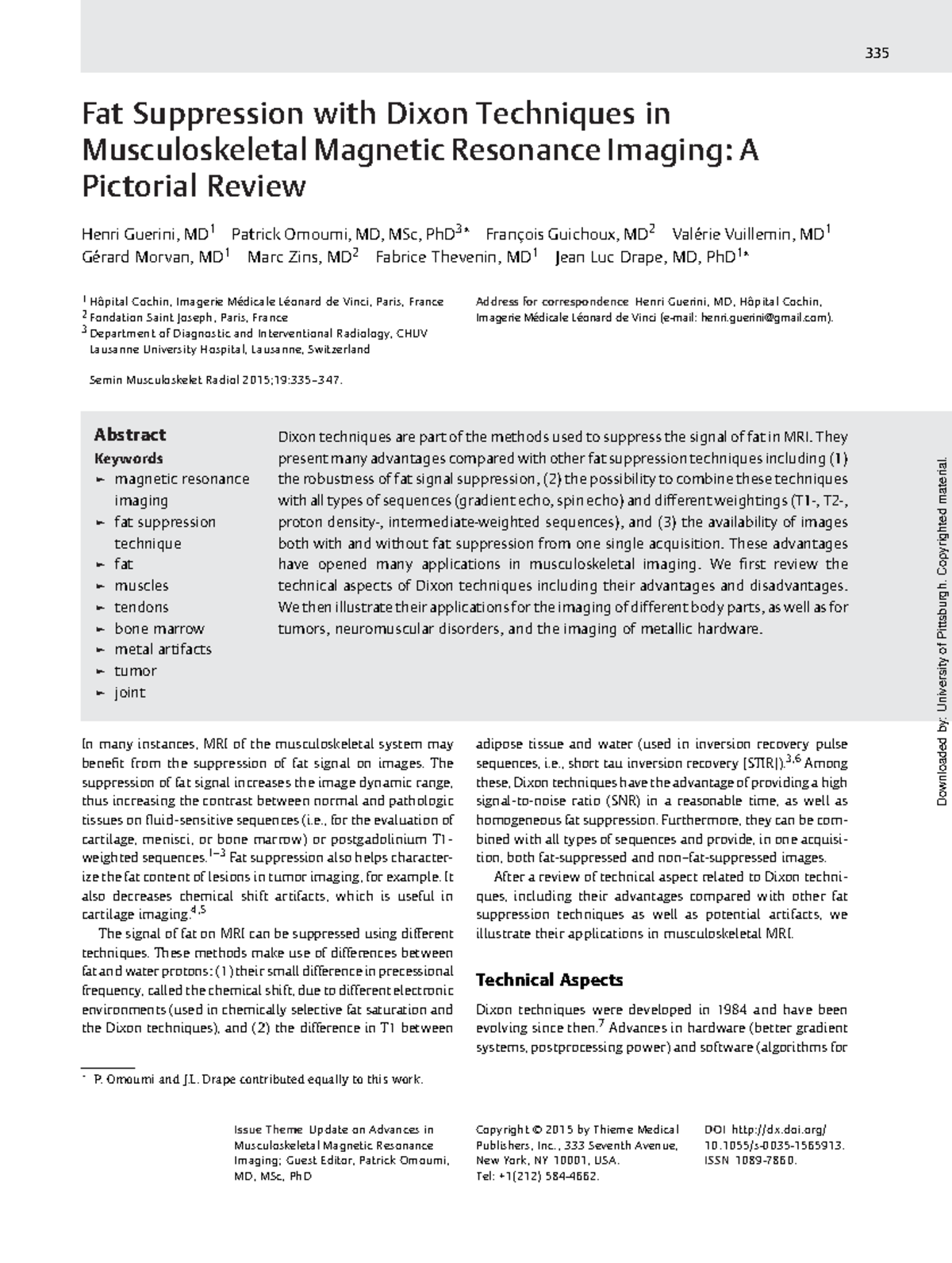 Fat Suppression with Dixon Techniques in ME MRI Pictorial Review - Fat Suppression with Dixon ...