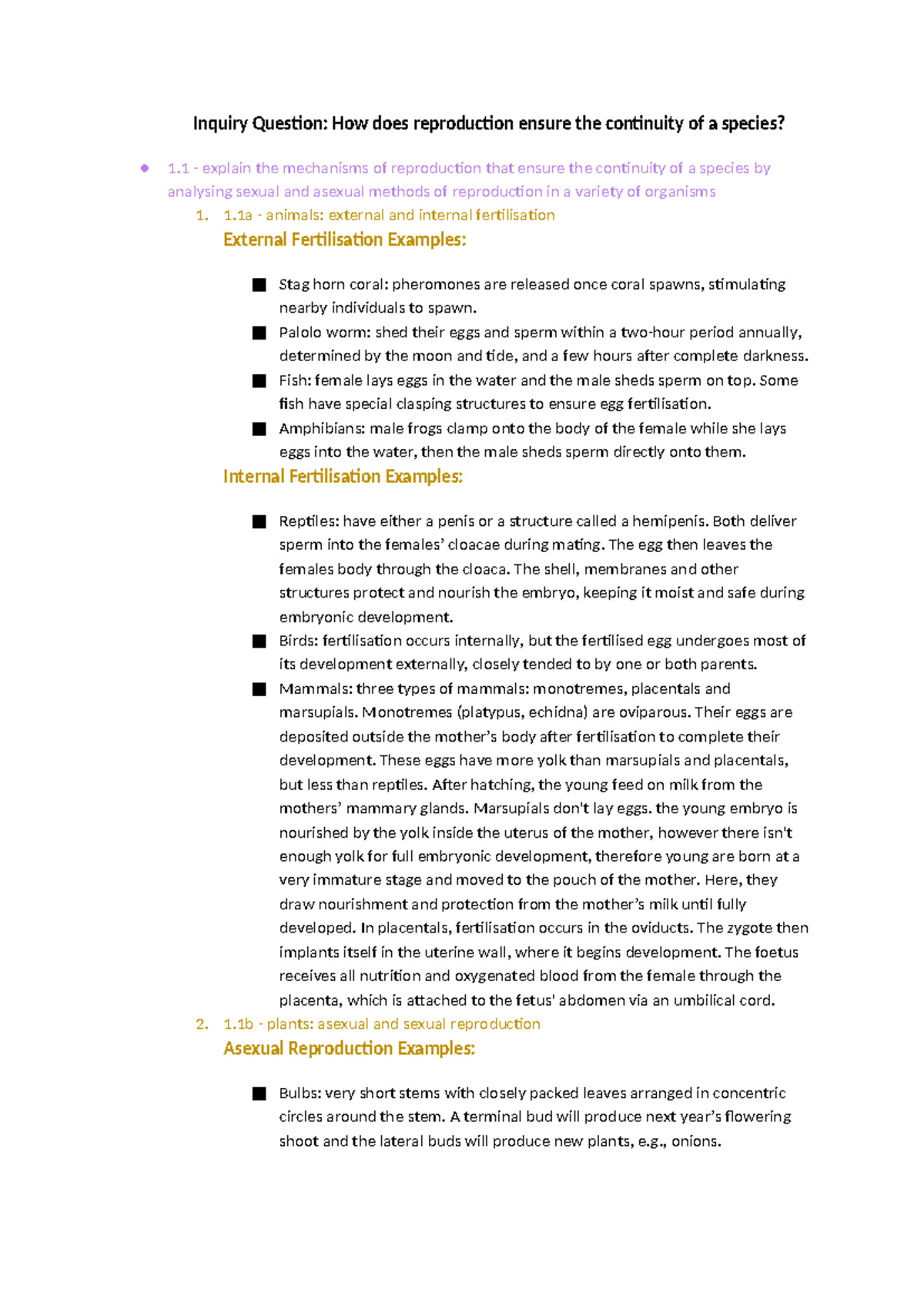 Module 5 Heredity - Inquiry Question: How does reproduction ensure the ...