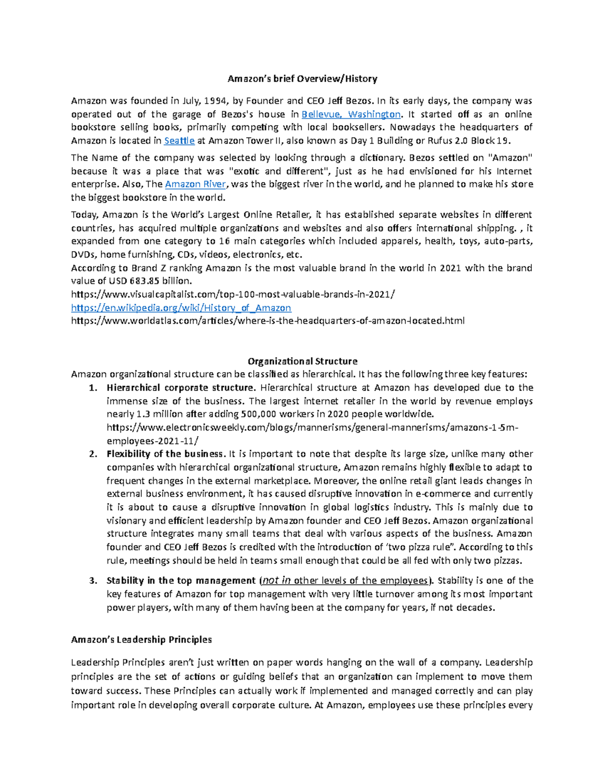 Amazon draft - Grade: A - Project Management - Studocu