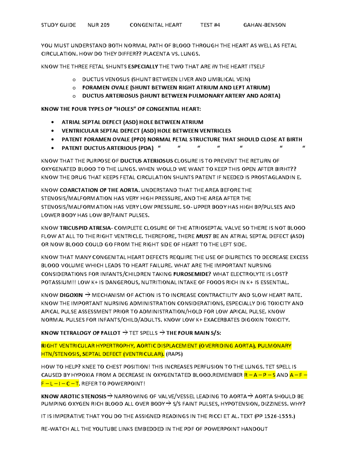 Study+ Guide+ Congenital+ Heart-1+%281%29 - STUDY GUIDE NUR 209 ...