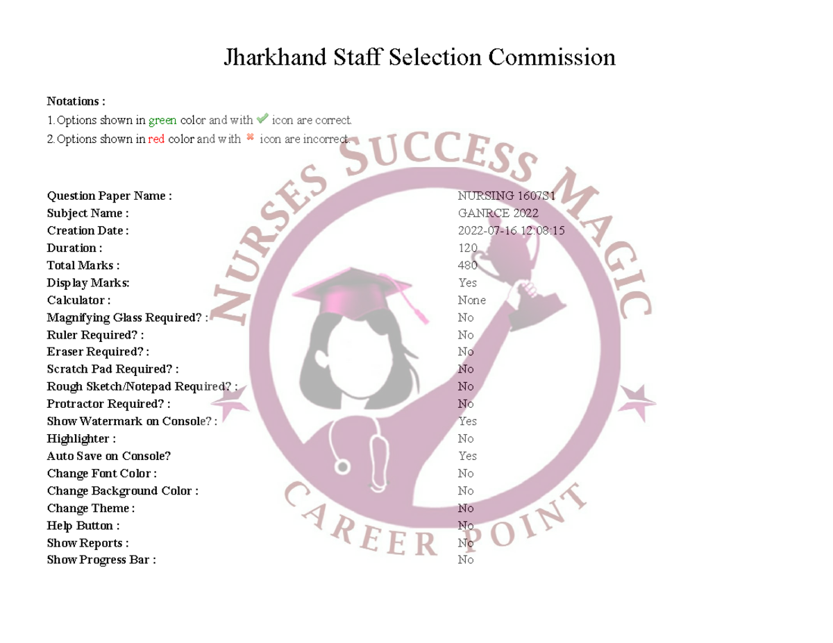 JSSC 1364801 Tentative Answer key (1)(1) - Jharkhand Staff Selection ...