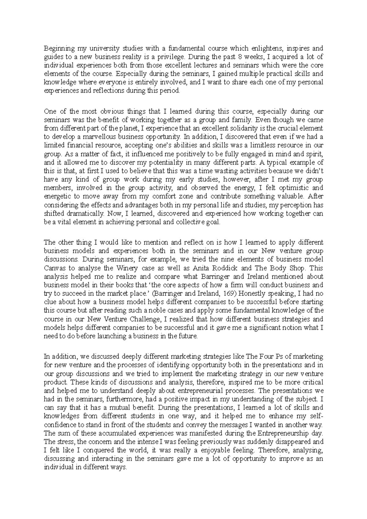 Reflection - Beginning my university studies with a fundamental course ...