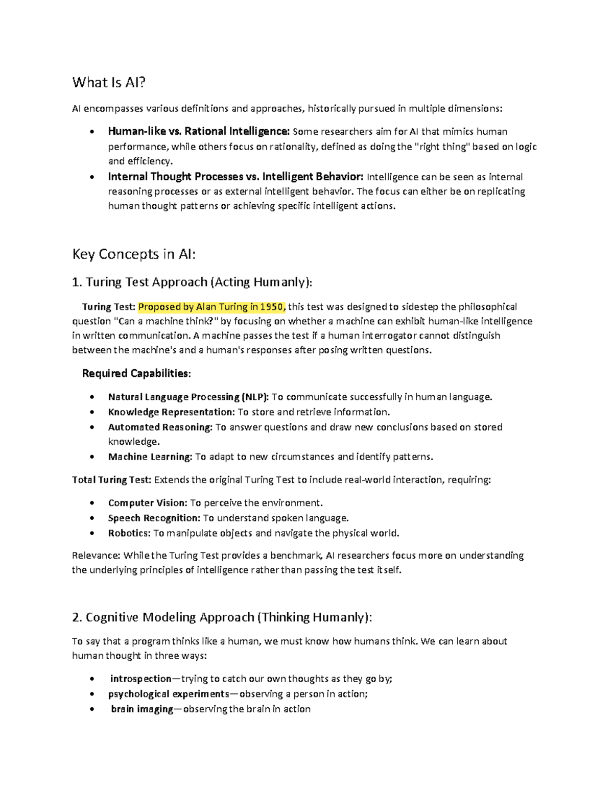 Lecture 1 - this is very useful - What Is AI? AI encompasses various ...