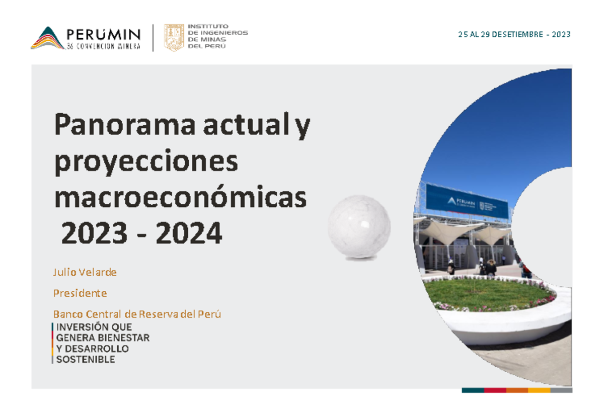 1. PPT Julio Velarde P36 2023 v2 (recibida 24 - Panorama actual y proyecciones macroeconómicas ...