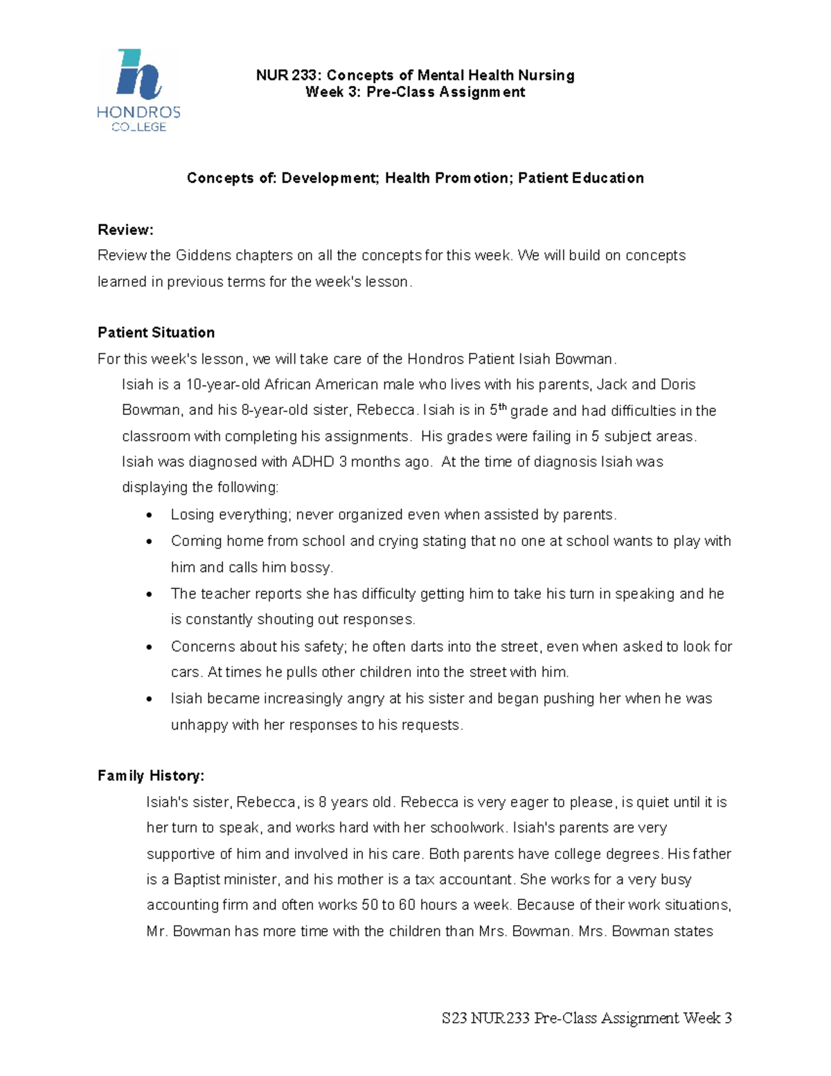 SU23 Week 3 Pre-Class Assignment Mental Health - Week 3: Pre-Class ...