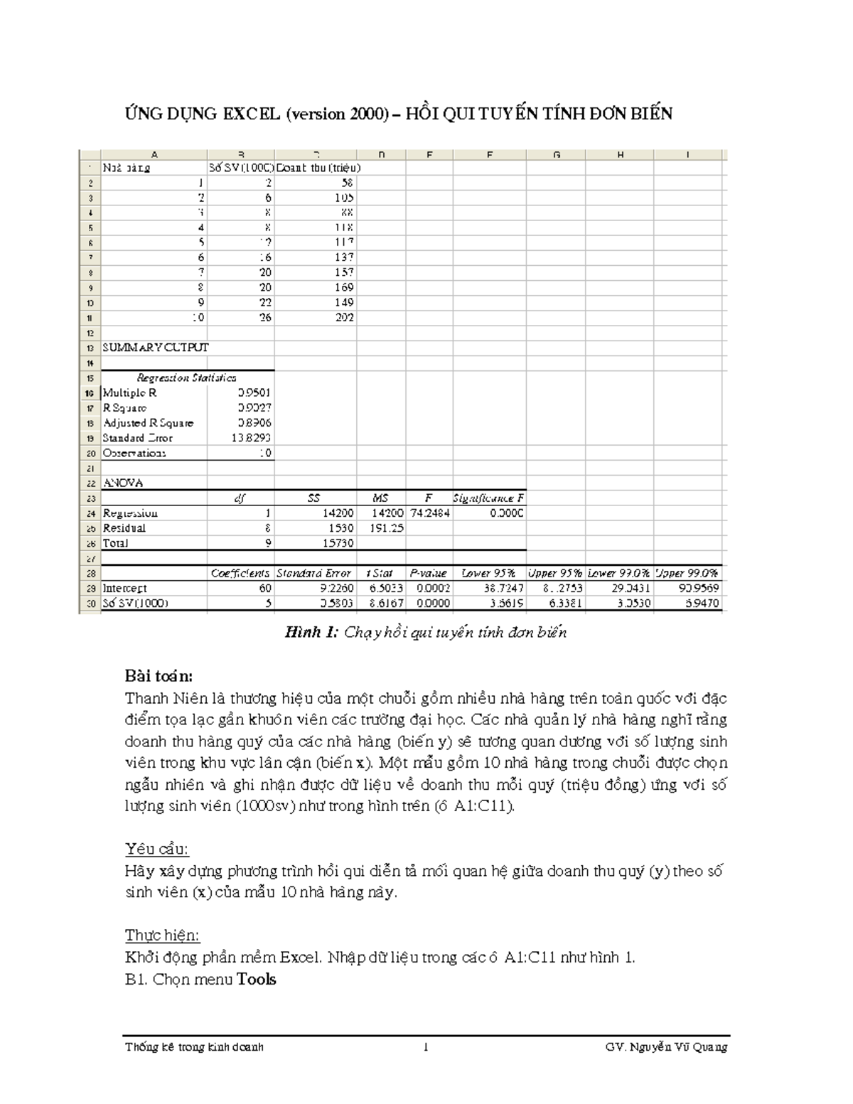 Excel Regress abcccc - ÖÙNG DUÏNG EXCEL (version 2000) – HOÀI QUI ...