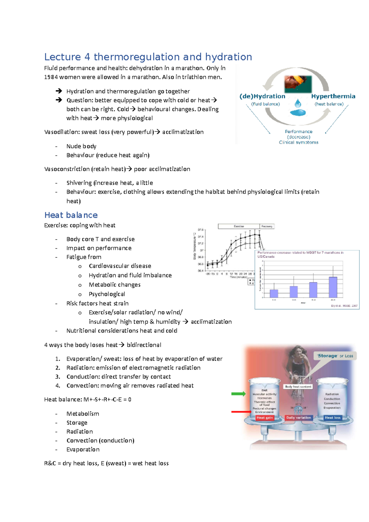 Lecture 4 thermoregulation and hydration - Lecture 4 thermoregulation ...