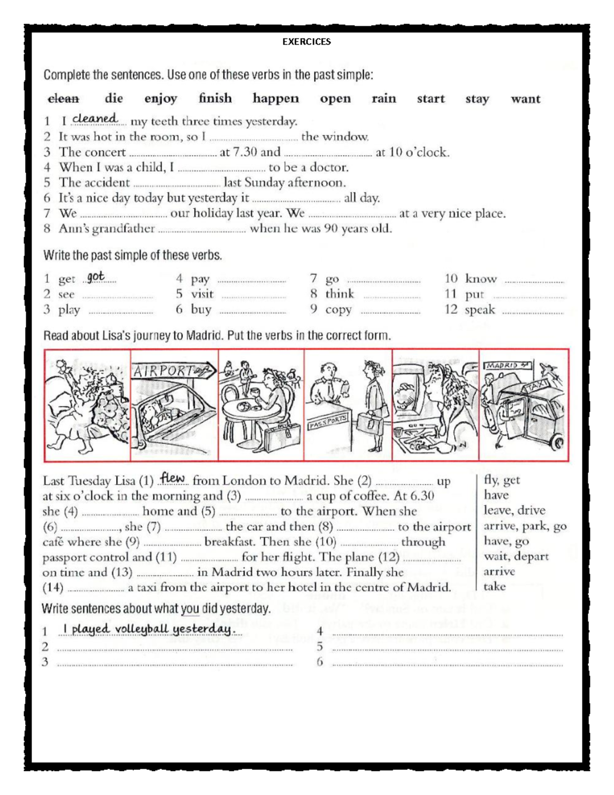8 Simple PAST Exercises - ingles dot works - EXERCICES - Studocu