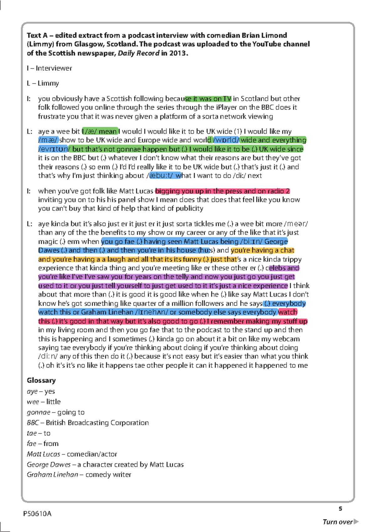 Individual Variation Scottish interview - 5 P50610A Text A – edited ...