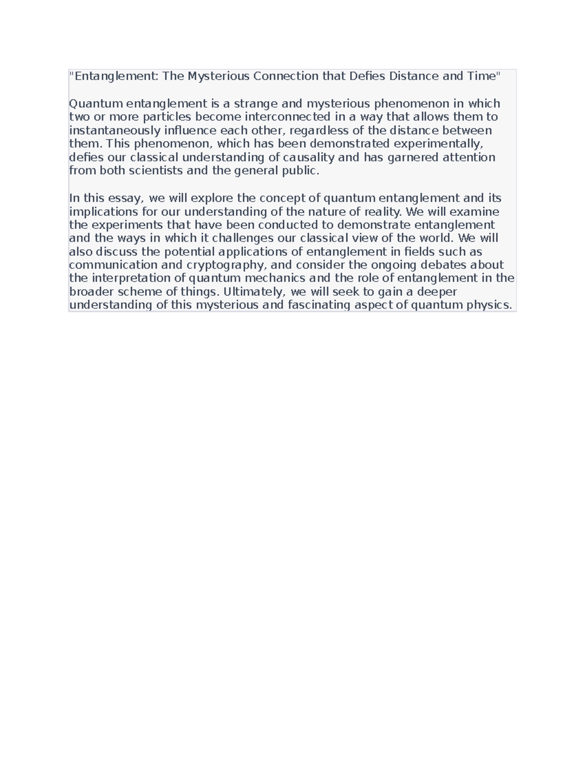 Entanglement - Quantum - "Entanglement: The Mysterious Connection that ...