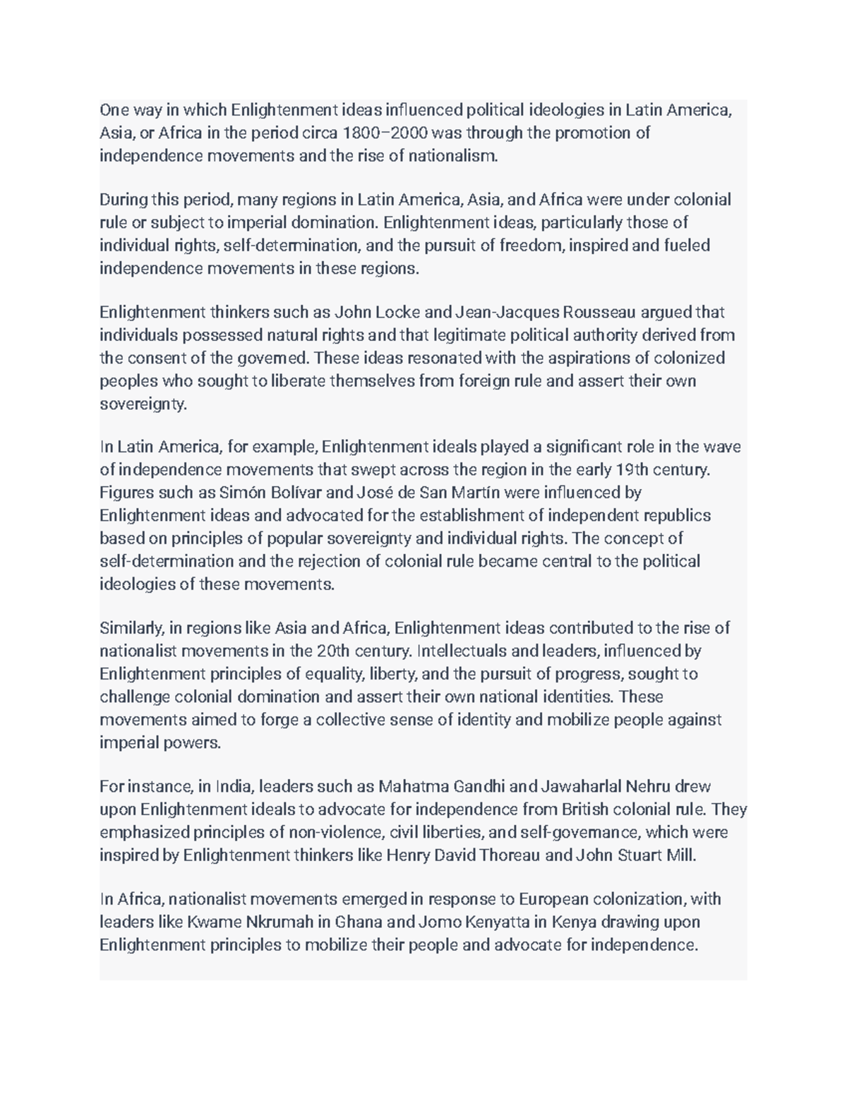 Enlightenment ideas influenced political ideologies in Latin America ...