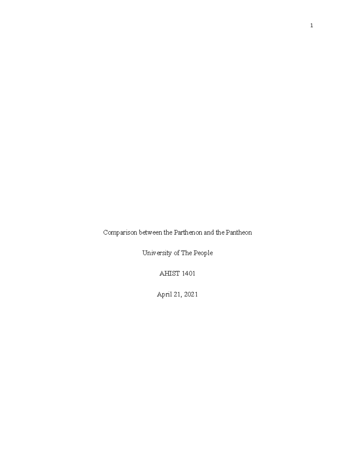 Comparison between parthenon and pantheon - 1 Comparison between the ...