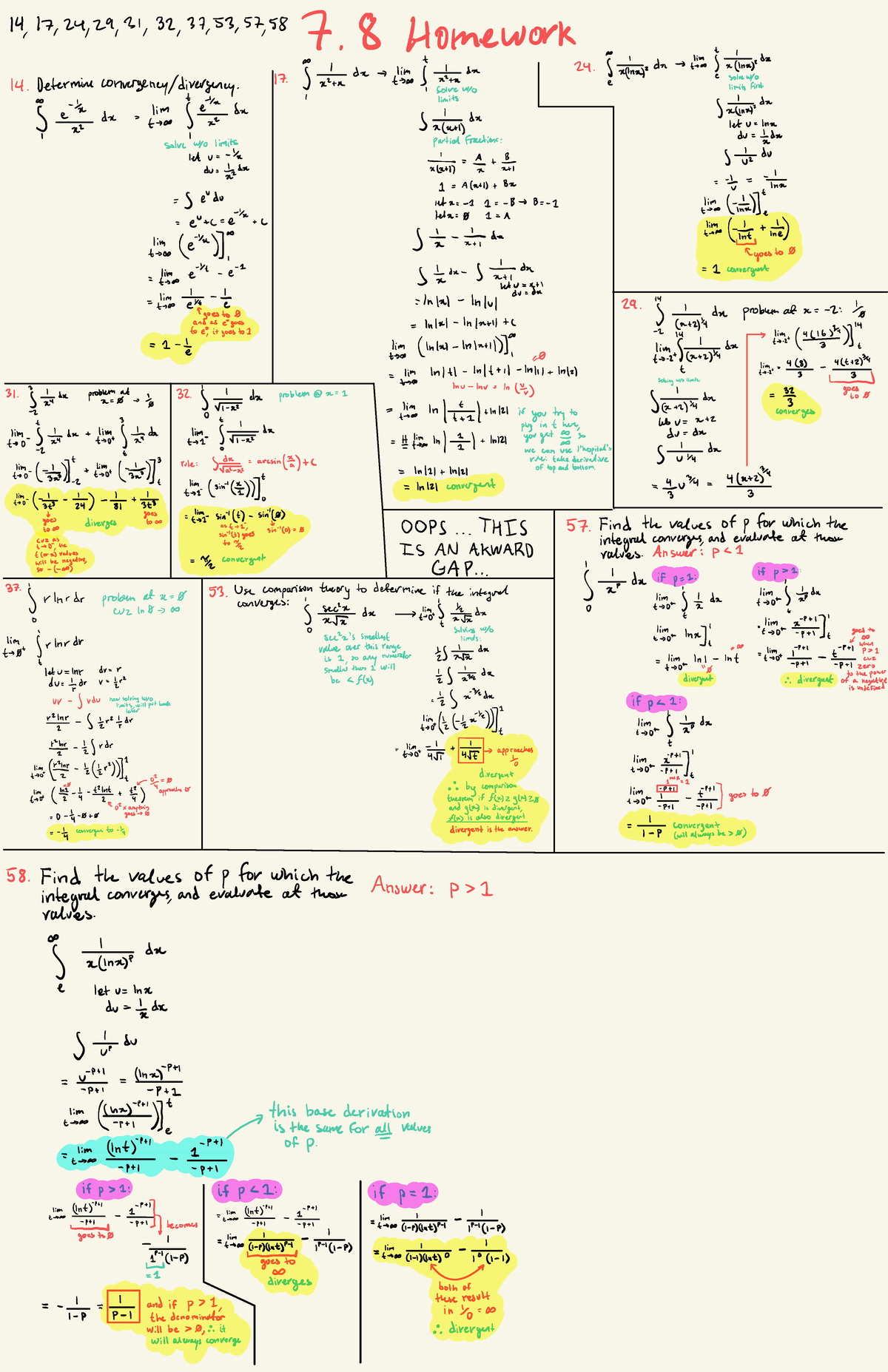 7.8 Problems - CALC II HMWRK - REVIEW AND PRACTICE - 14 , 172429,21 ...