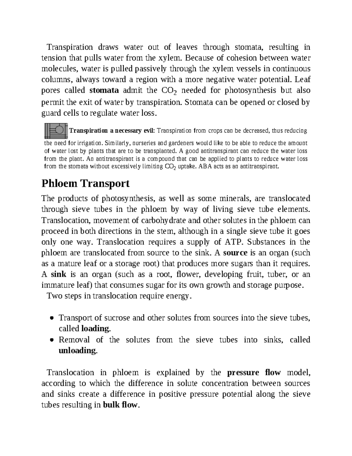 General science for UPSC-119 - Transpiration draws water out of leaves ...