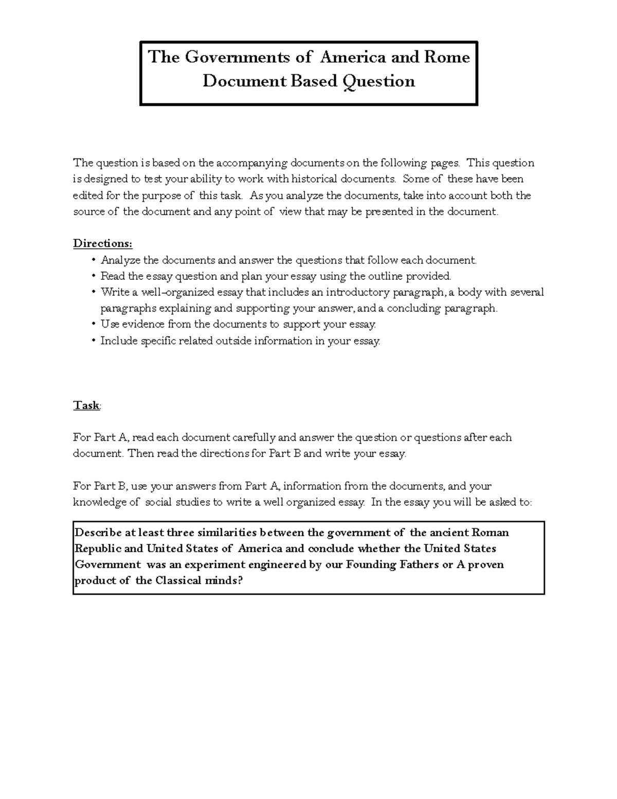 Ancient ROME DBQ - Summary Measurement and Assessment in Teaching - The ...