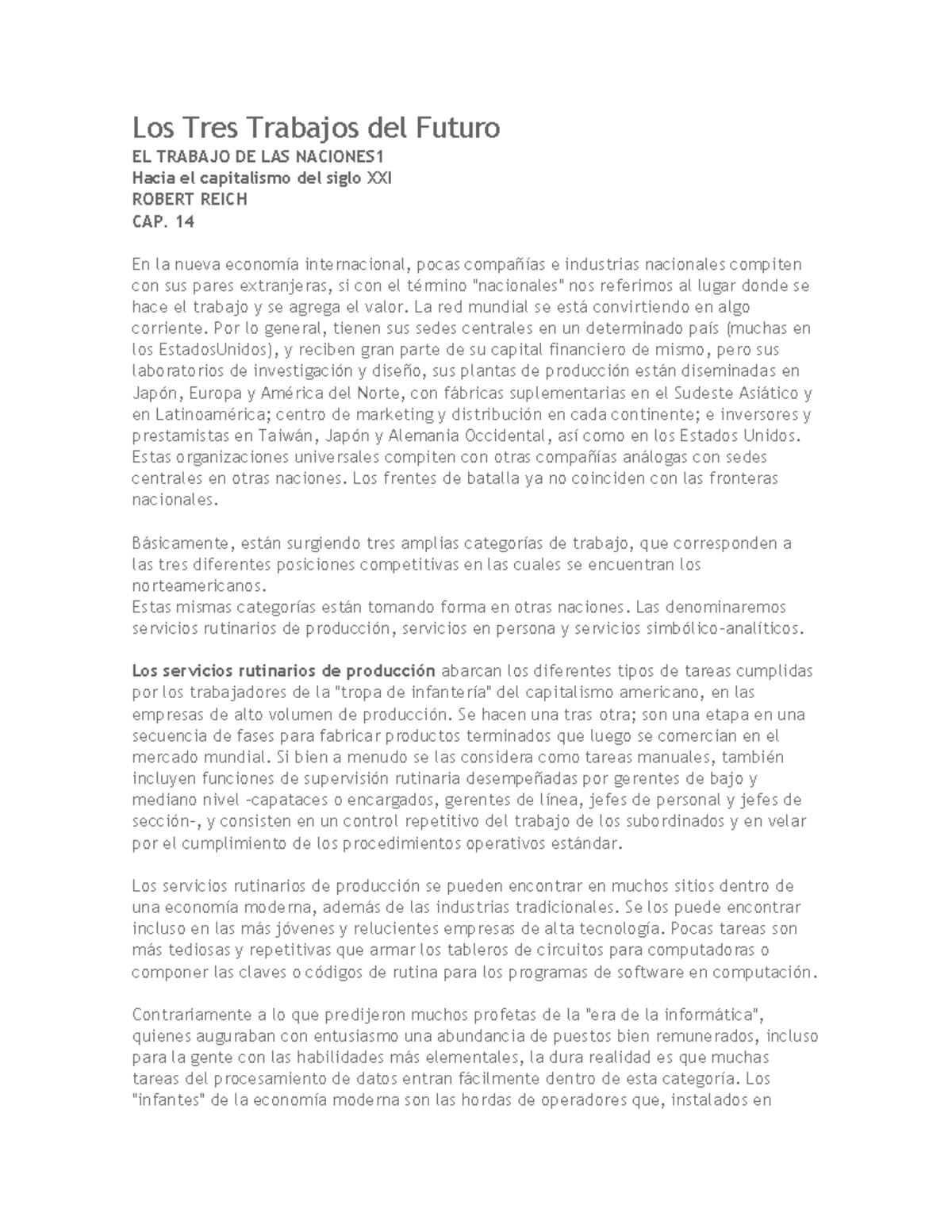 El trabajo de las Naciones. Cap. 14 Los tres trabajos del futuro - Los ...