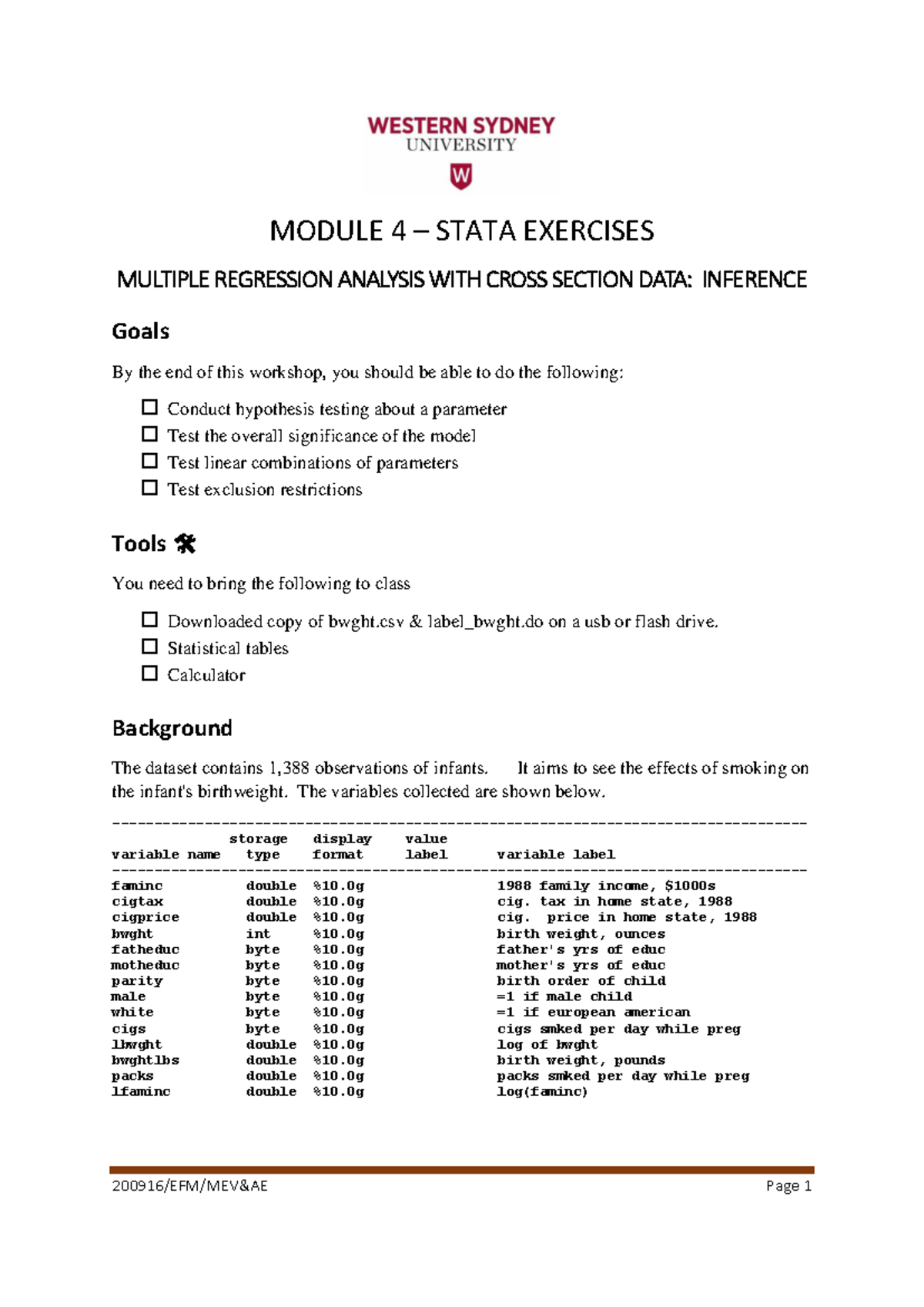 Module 04 Multiple Regression Analysis With Cross Section Data