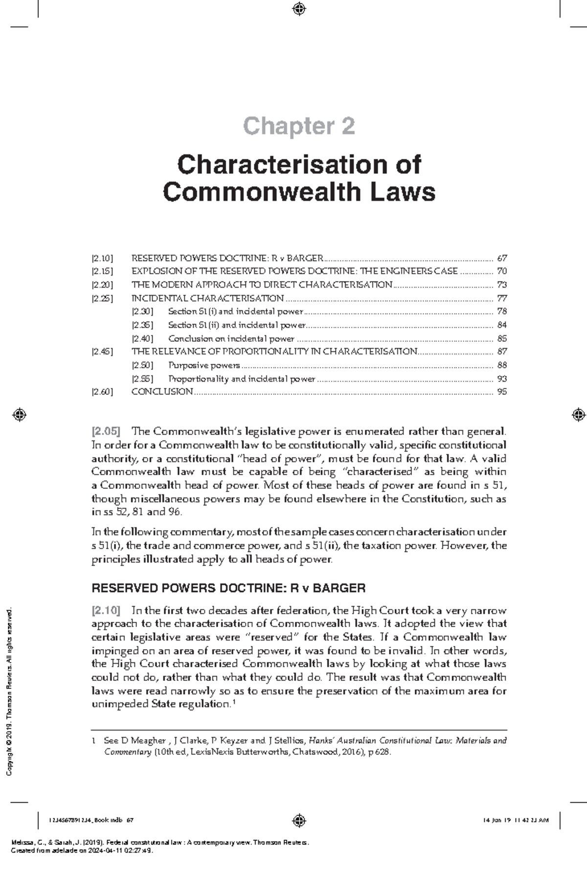 Federal Constitutional Law A Contemporary View - (Chapter 2 ...