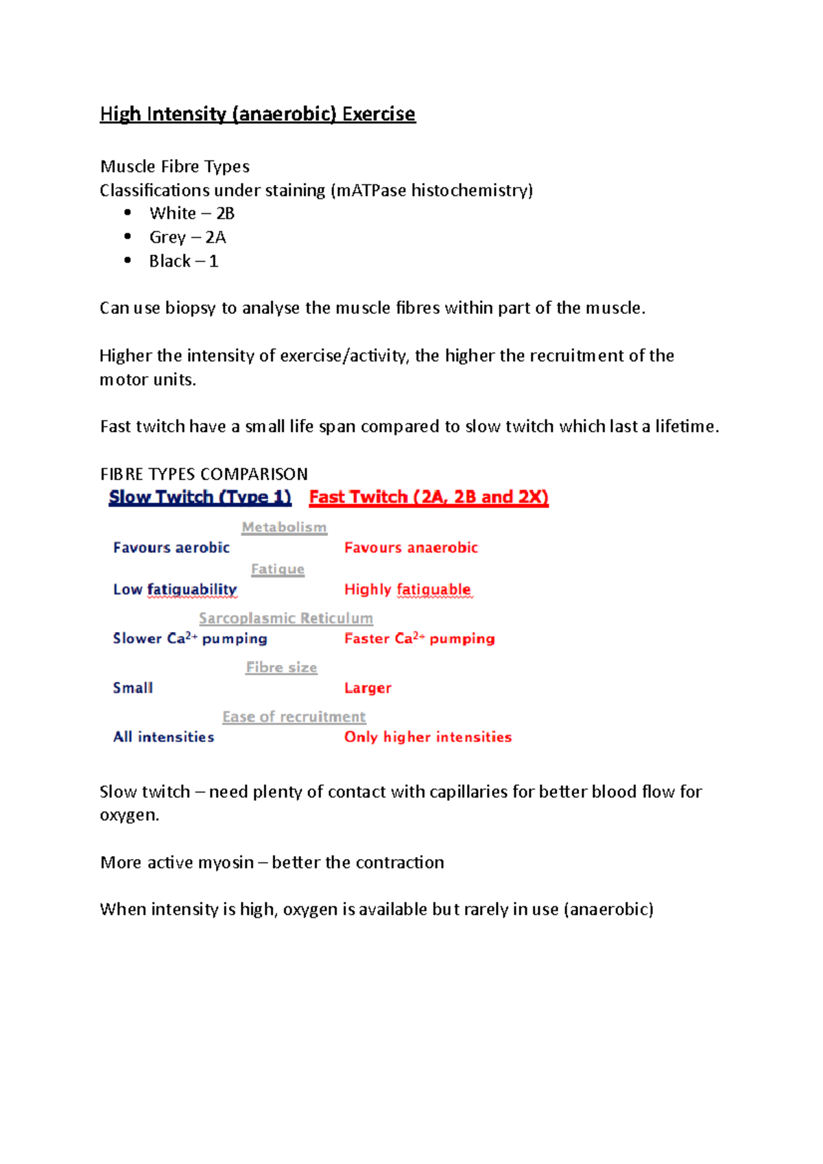 High Intensity (anaerobic) Exercise - Higher the intensity of exercise ...