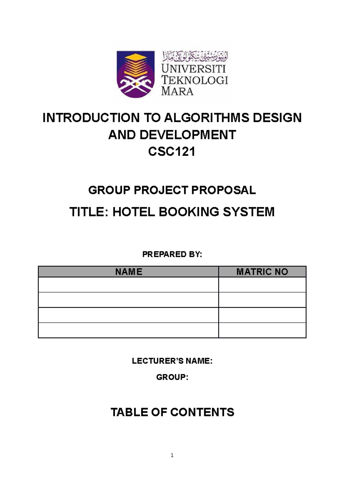 HBS Doc V1 - kertas kerja uitm - INTRODUCTION TO ALGORITHMS DESIGN AND DEVELOPMENT CSC GROUP ...