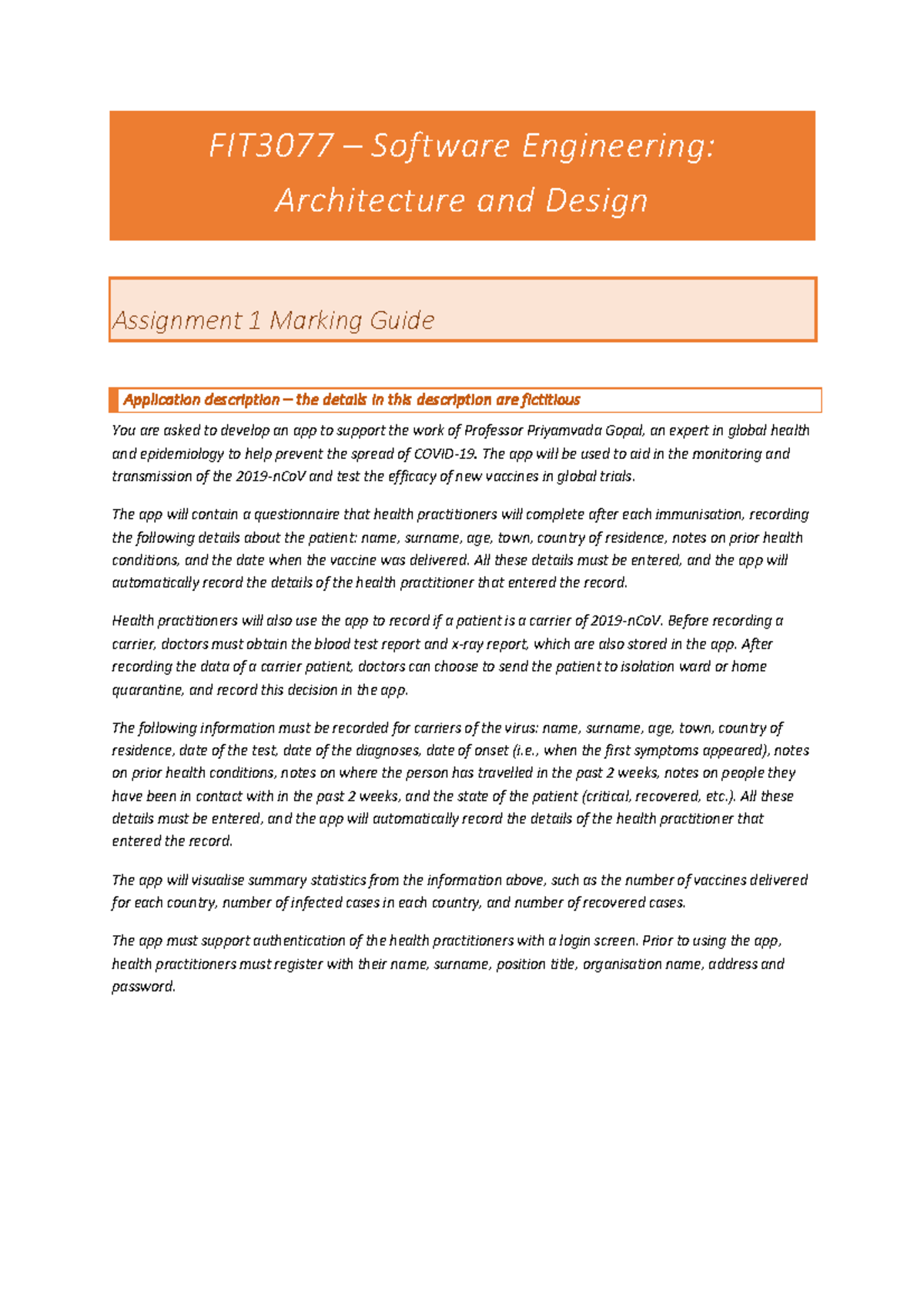 Assignment 1marking Guide Warning Tt Undefined Function 32 Fit3077 Software Engineering