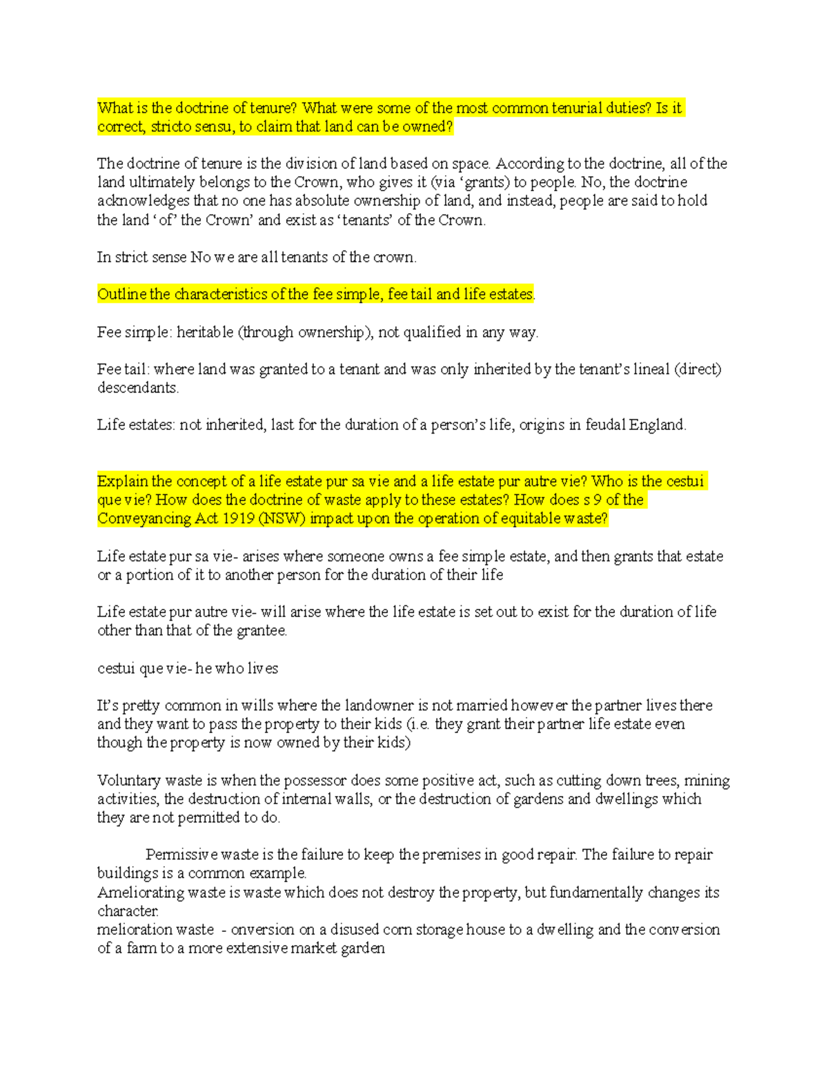 WK 3 Workshop - What is the doctrine of tenure? What were some of the ...