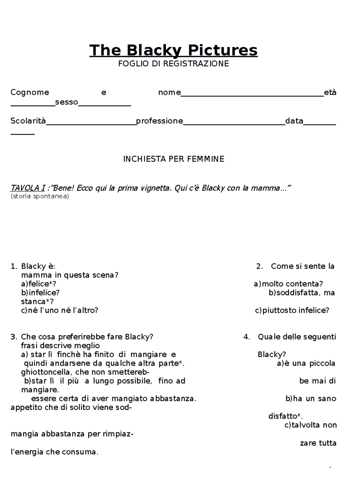 Blacki femmine - test Blacky - The Blacky Pictures FOGLIO DI ...