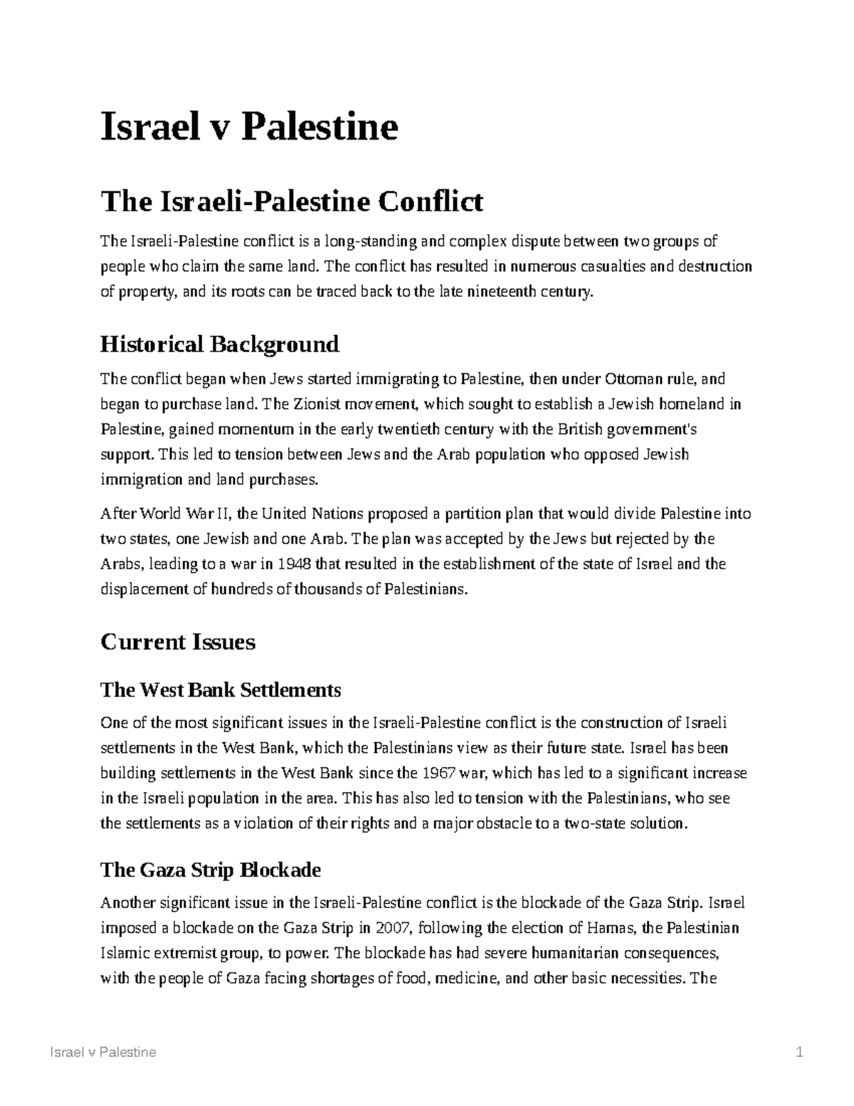 Israel v Palestine - Bài chuẩn bị - Israel v Palestine 1 Israel v ...