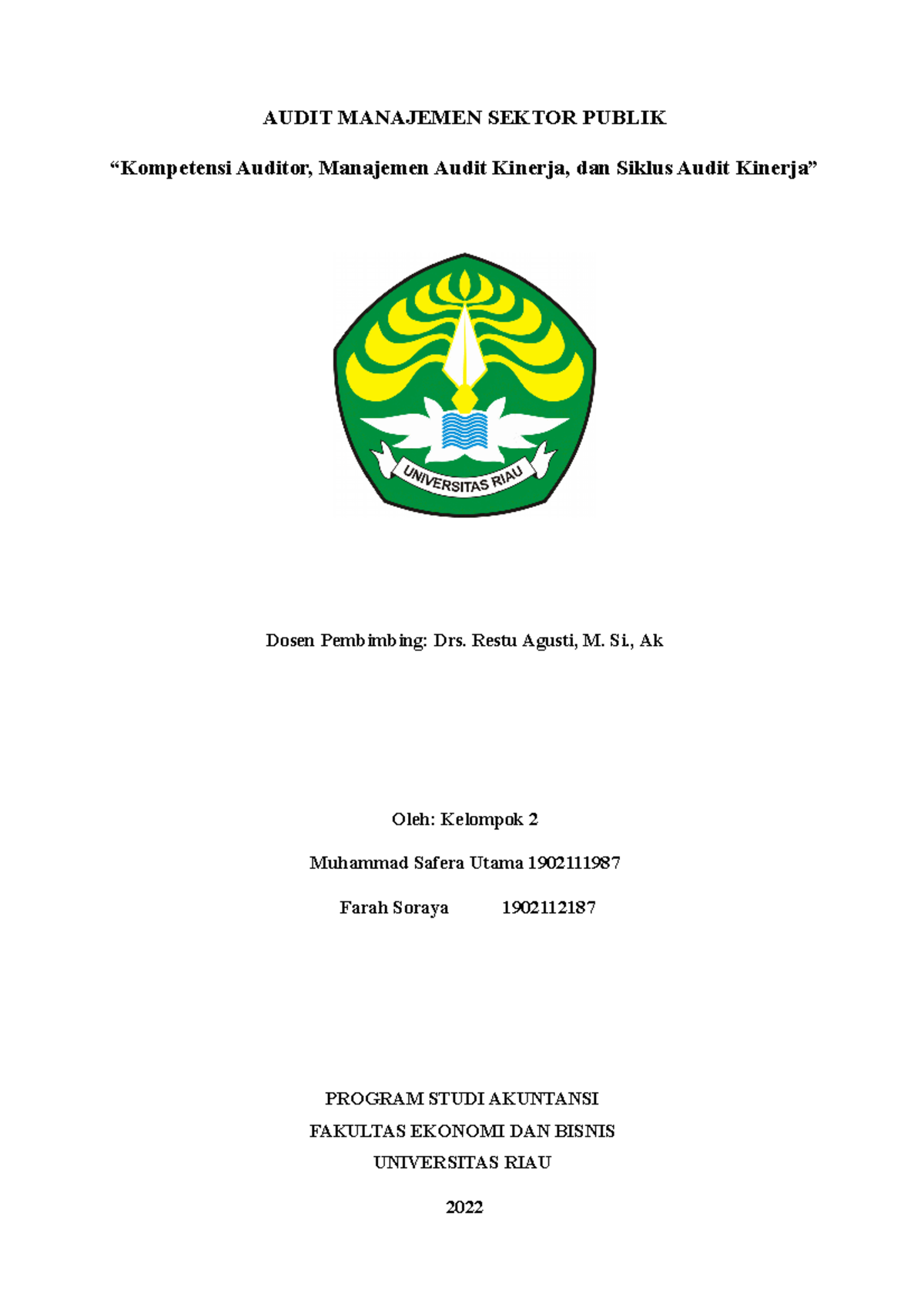 “Kompetensi Auditor, Manajemen Audit Kinerja, dan Siklus Audit Kinerja ...