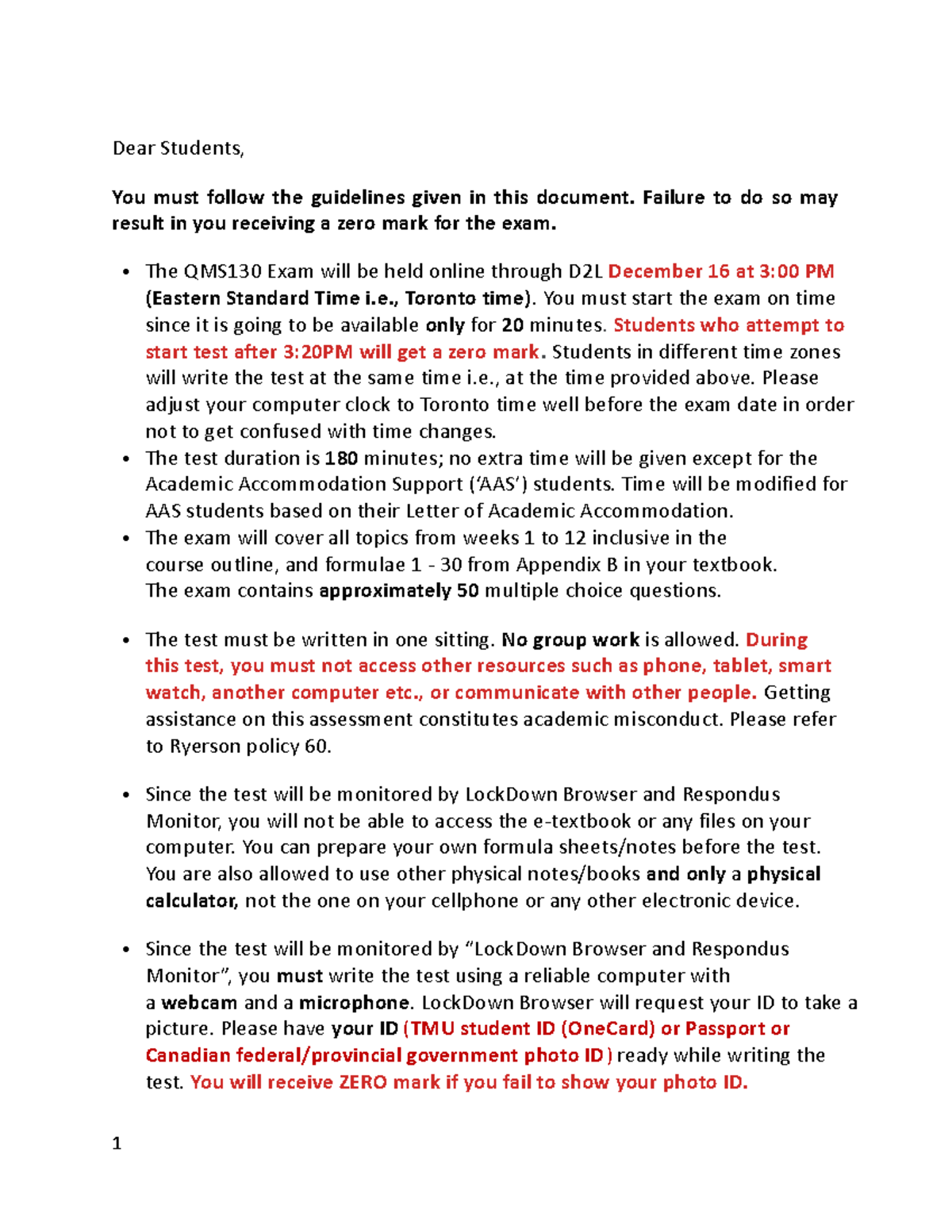 Final exam Announcement virtual class QMS130 - Dear Students, You must ...