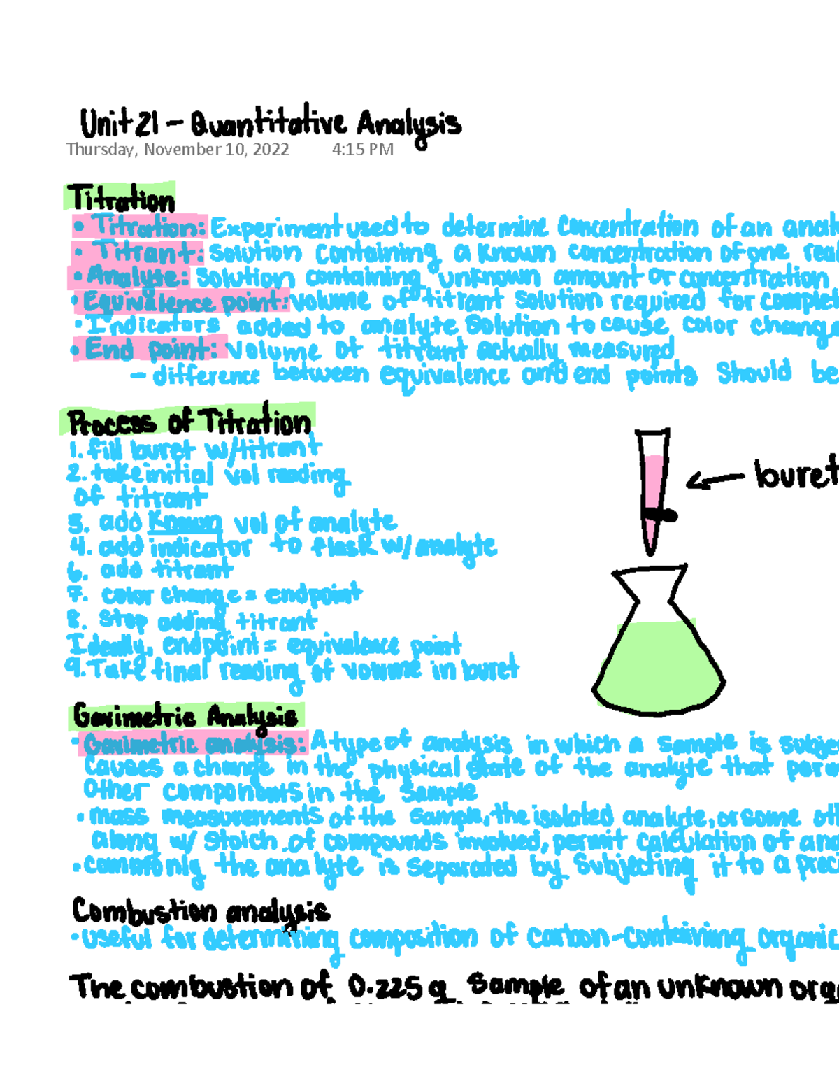 Unit 21- quantative analysis - CHEM 101 - Thursday, November 10, 2022 4 ...