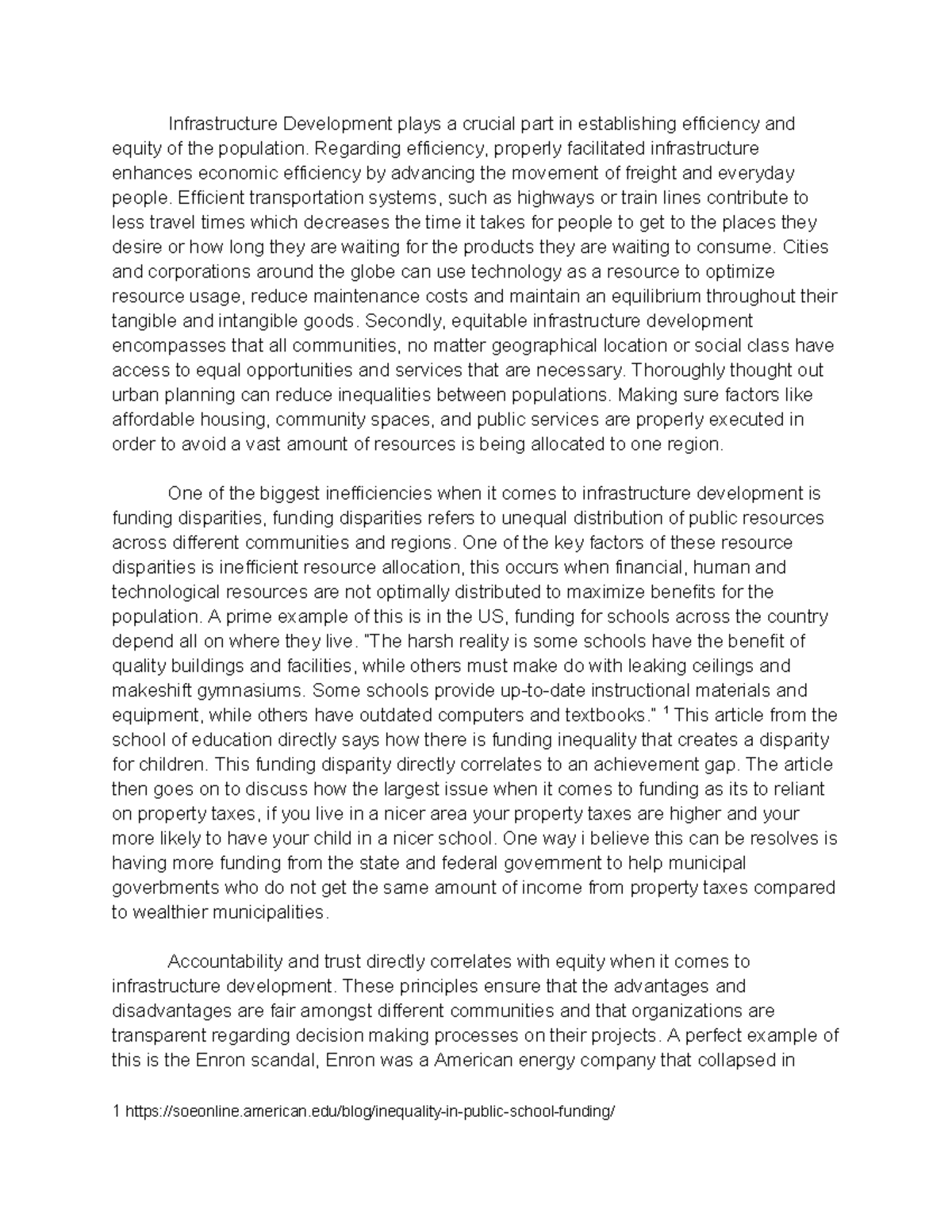 CPE Essay - Infrastructure Development plays a crucial part in ...