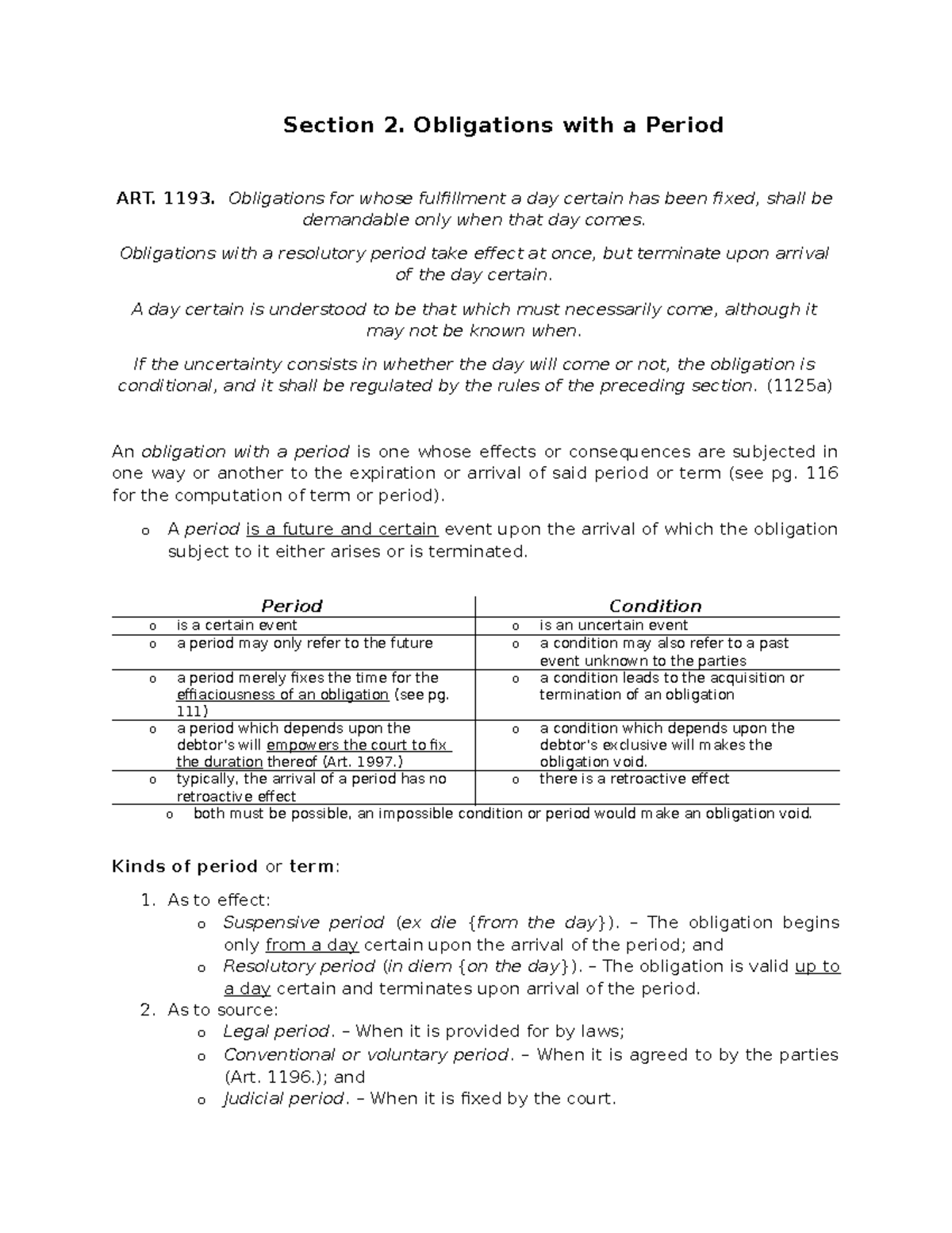 [212.2A] III. Sec. 2. Obligations with a Period - Section 2 ...