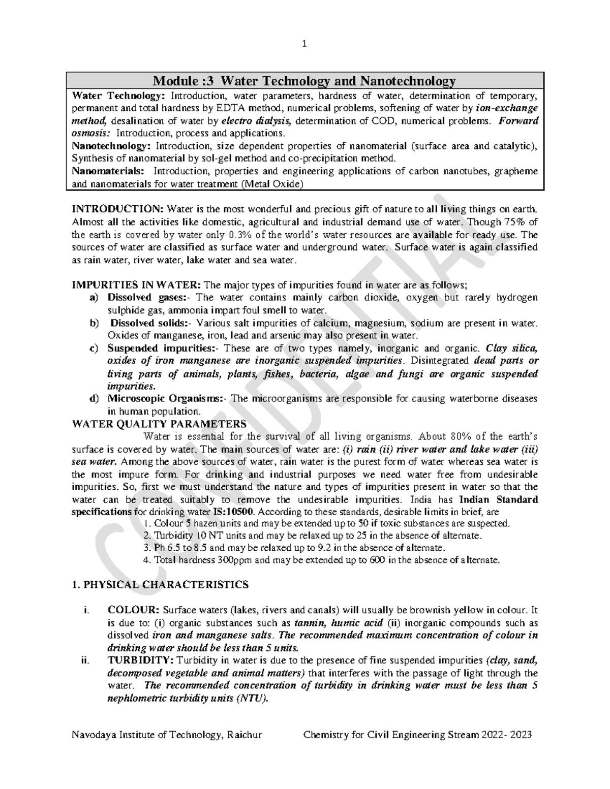 Module 3 Water Technology and Nanotechnology - Module :3 Water ...