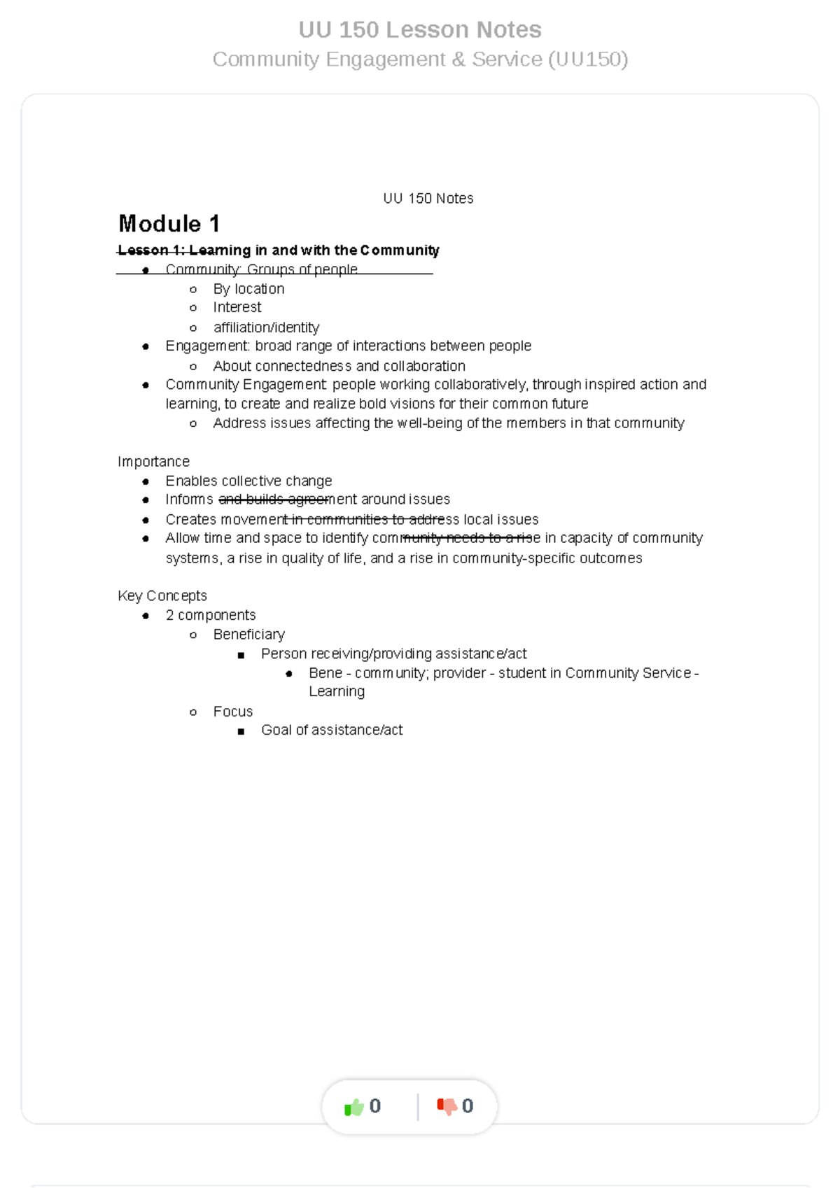 Uu-150-lesson-notes compress - UU 150 Lesson Notes Community Engagement ...