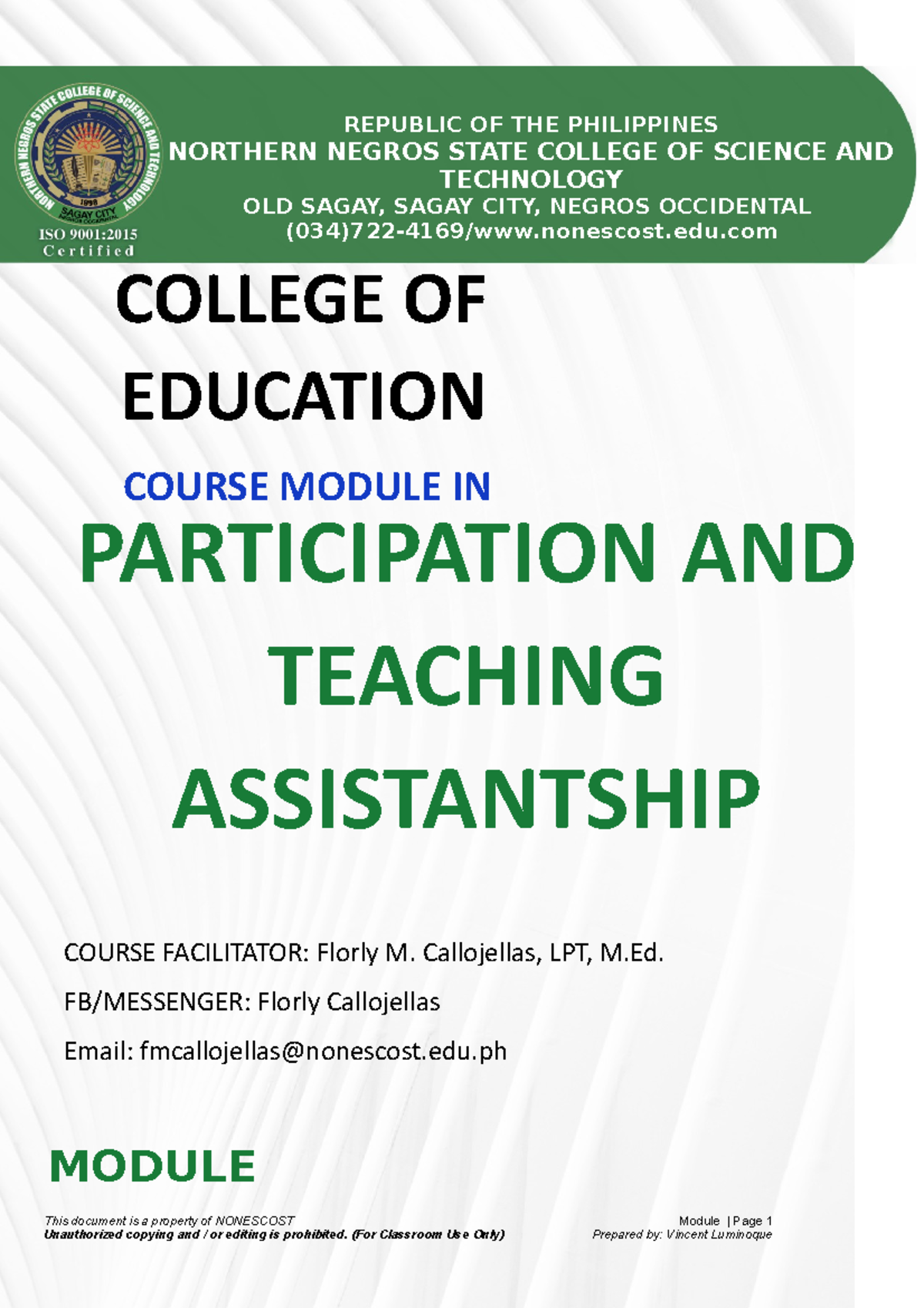 EDP 113 Module Lesson 5 6 - MODULE This document is a property of ...