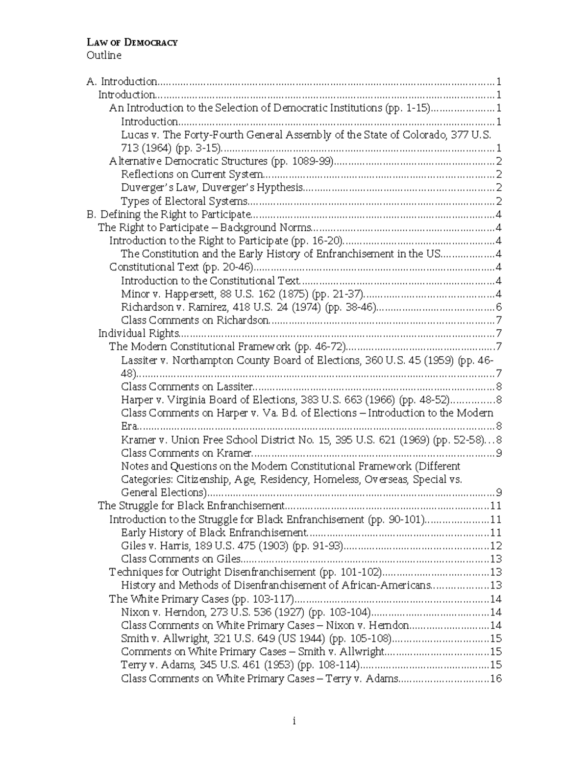 Election Law Isaachroff Text Outline - Outline Notes and Questions on ...