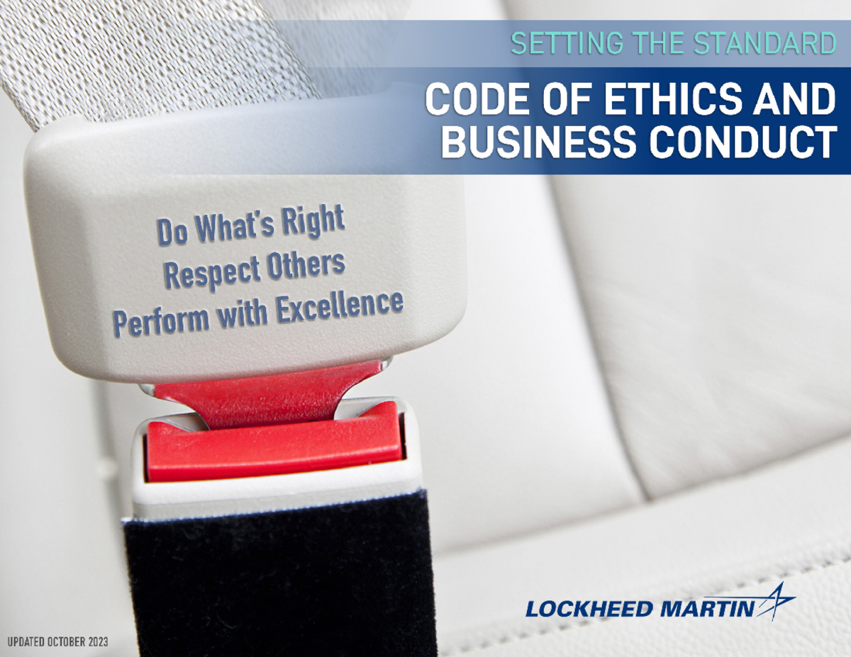 Ethics Code of Conduct 2023 - SETTING THE STANDARD Updated October 2023 ...