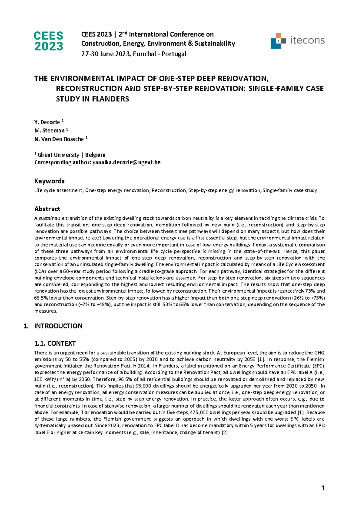 LCA of renovation versus reconstruction - CEES 2023 | 2 nd ...