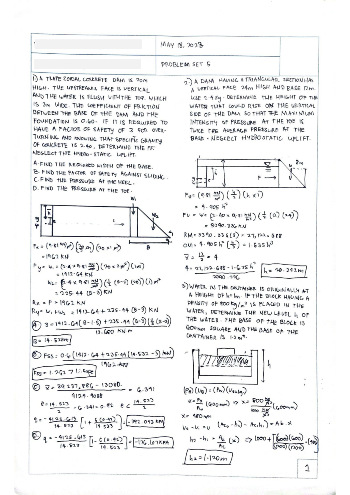 Fluid mech Probset 5 - Fluid Mechanics - Studocu
