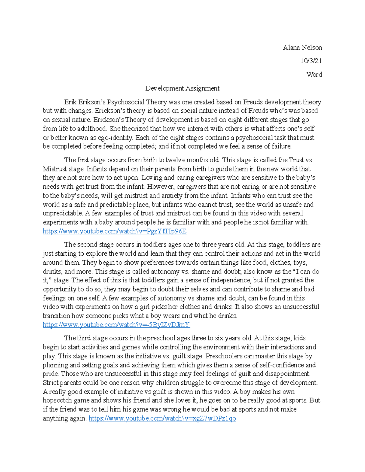 Development Assignment. - PSY 150 - Studocu