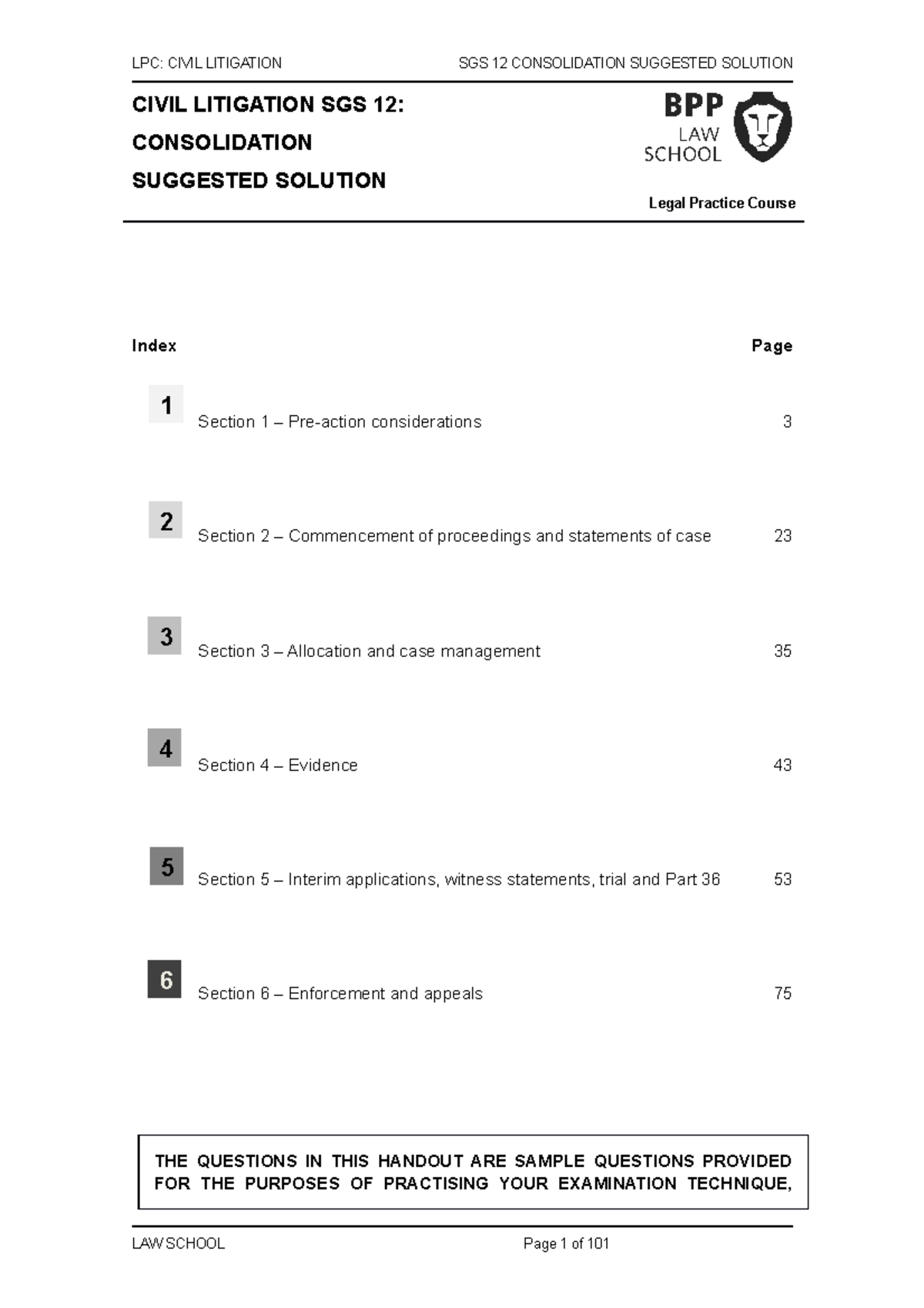 Civil Litigation SGS 12 Consolidation Suggested Solution - LPC: CIVIL LITIGATION SGS 12 - Studocu