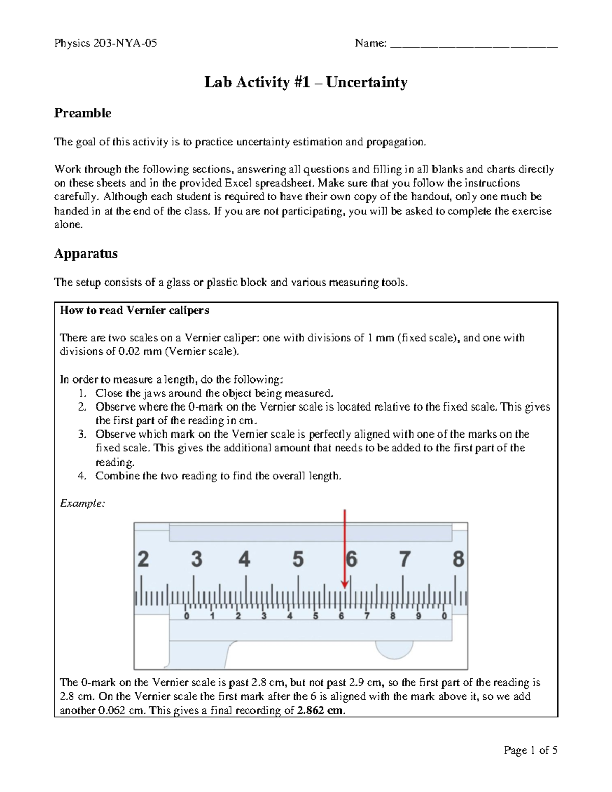 Lab activity 1-uncertainty - Physics 203-NYA-05 Name ...