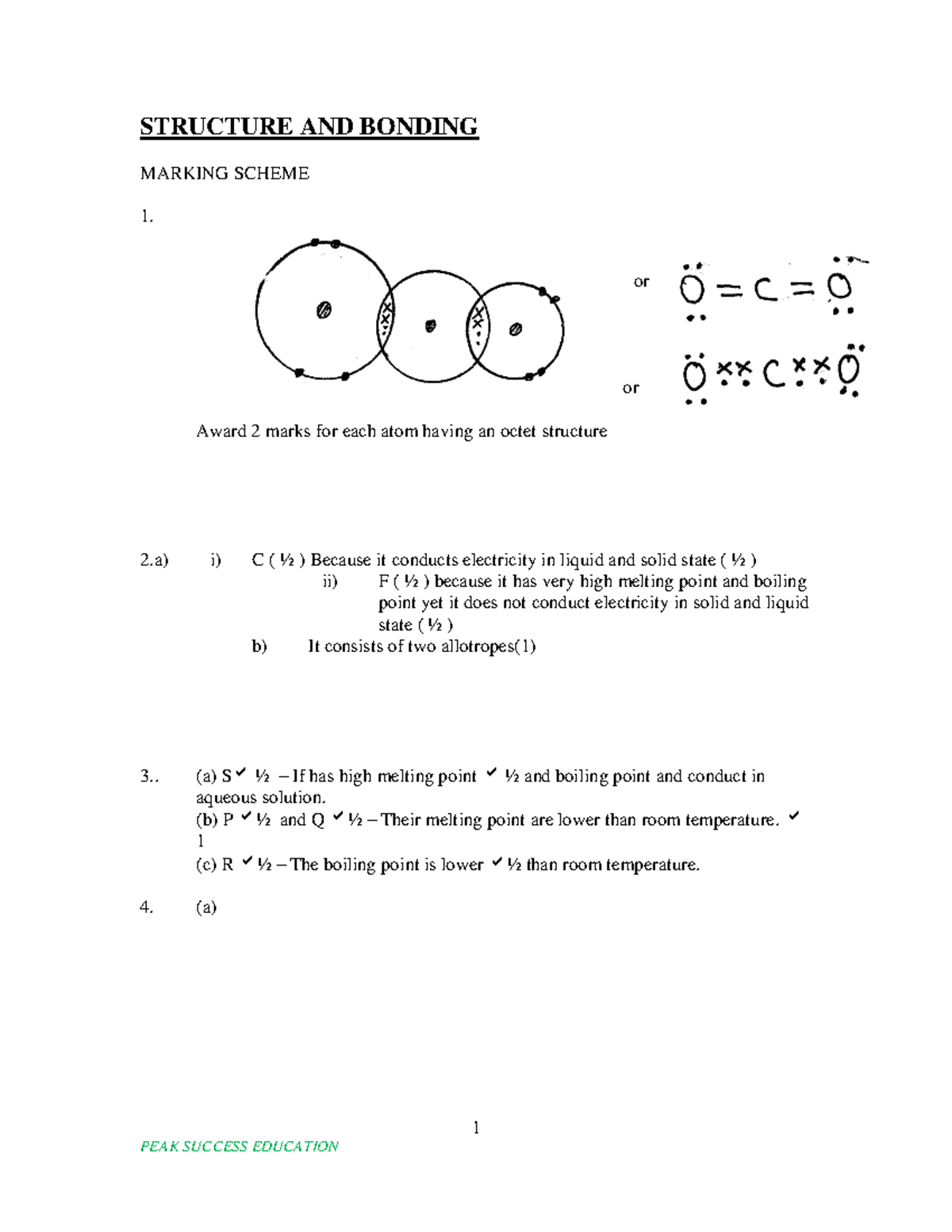 Structure AND Bonding A - 1 PEAK SUCCESS EDUCATION STRUCTURE AND ...