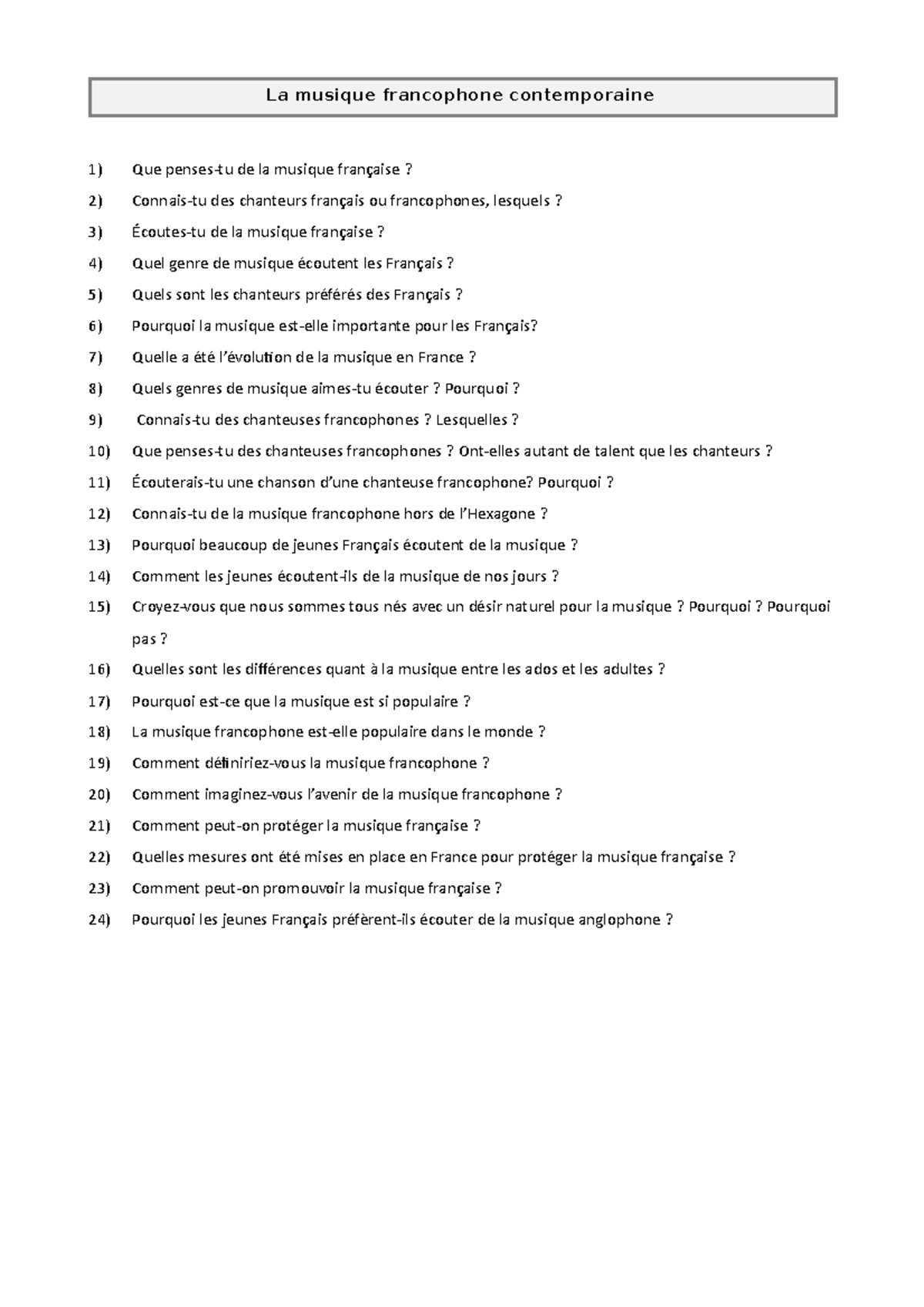 00 - UNIT 5 - La musique francophone contemporaine - Que penses-tu de ...